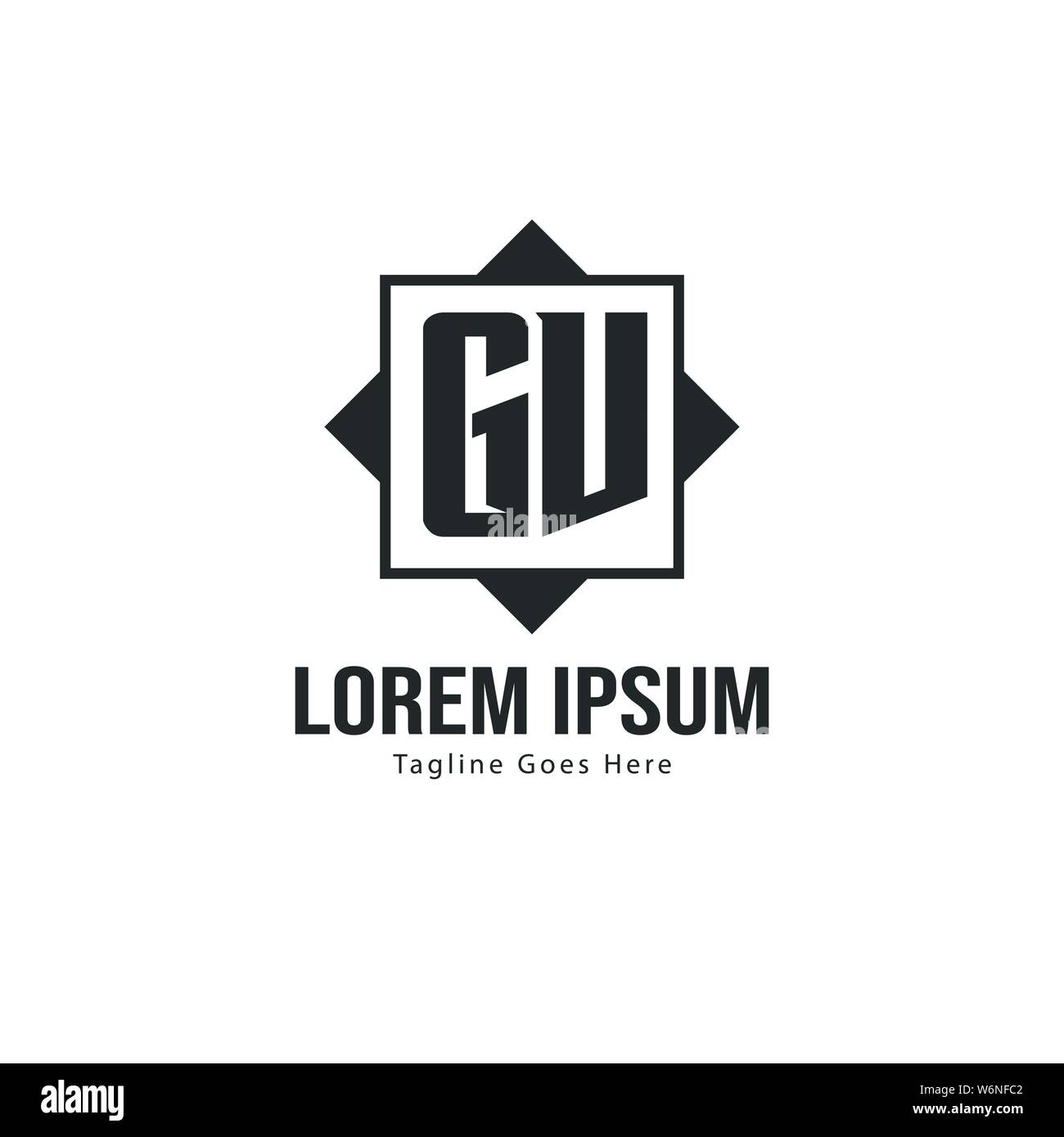 Initial GV logo template with modern frame. Minimalist GV letter logo ...