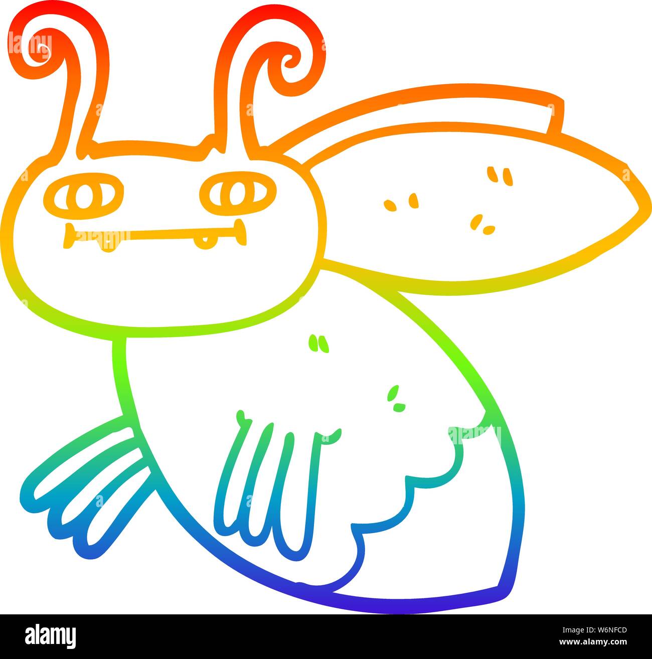 rainbow gradient line drawing of a cartoon bug Stock Vector Image & Art ...