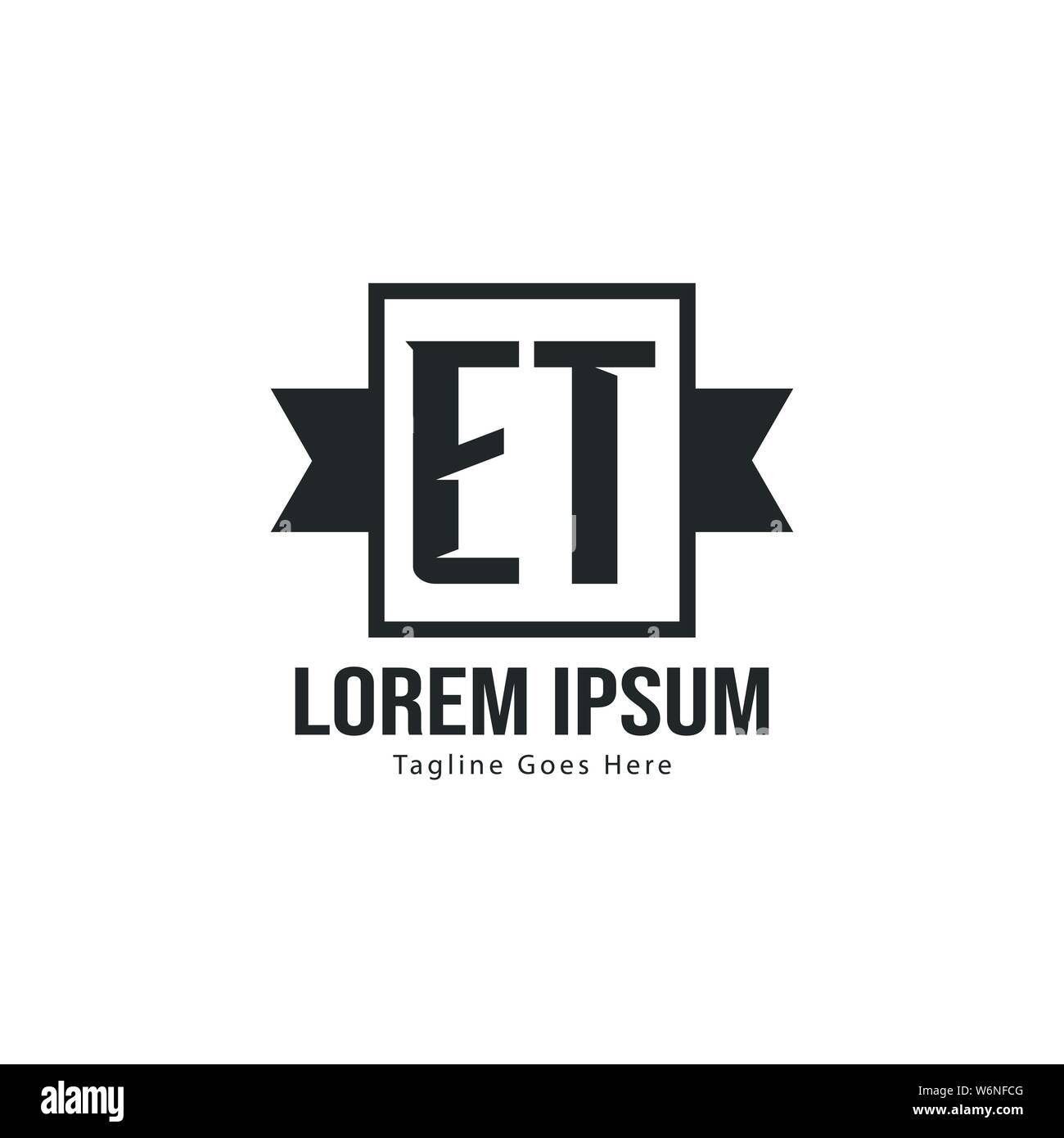 Initial ET logo template with modern frame. Minimalist ET letter logo ...