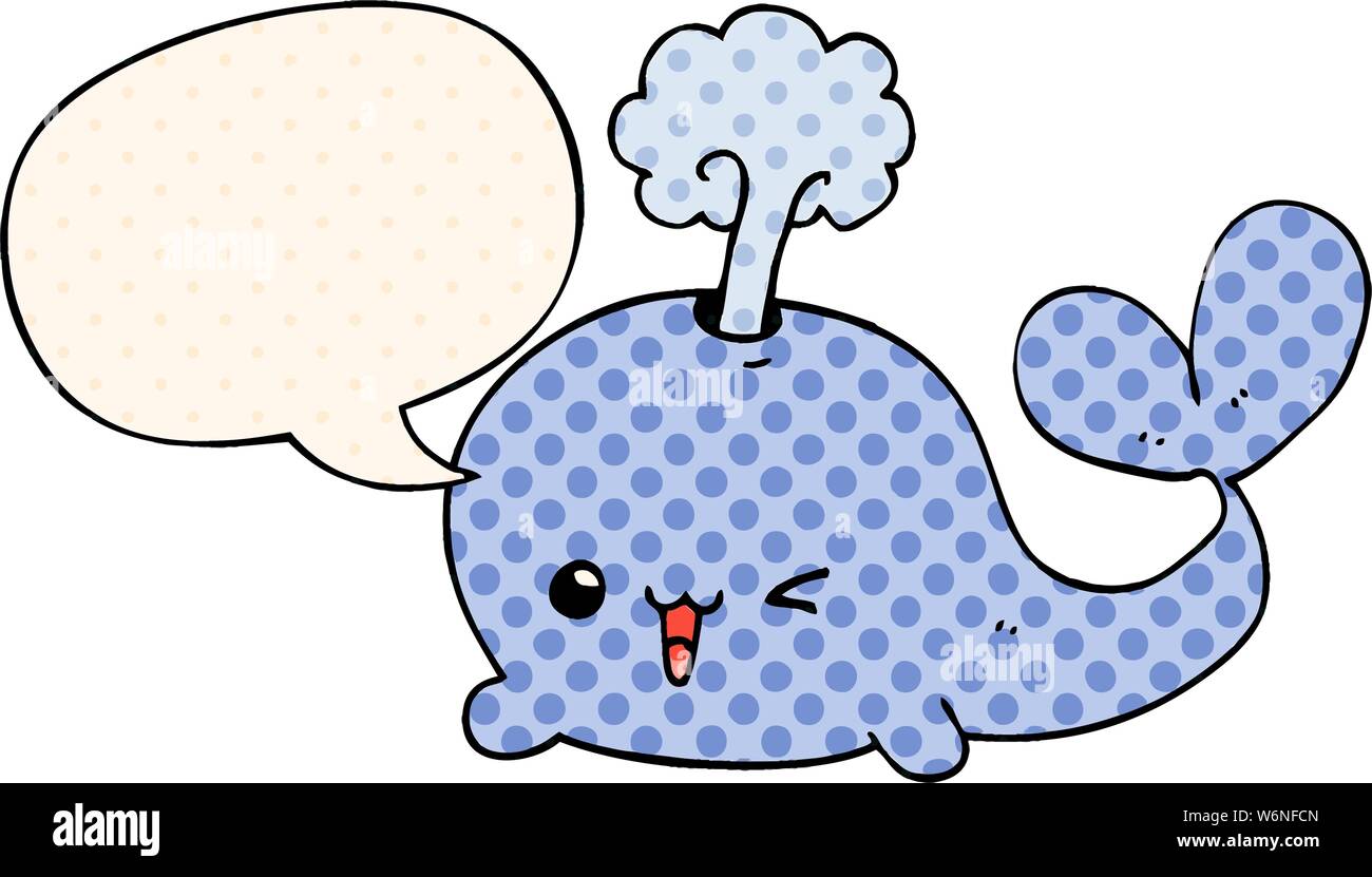 cartoon whale with speech bubble in comic book style Stock Vector Image ...