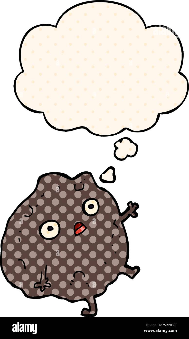 cartoon rock falling with thought bubble in comic book style Stock ...