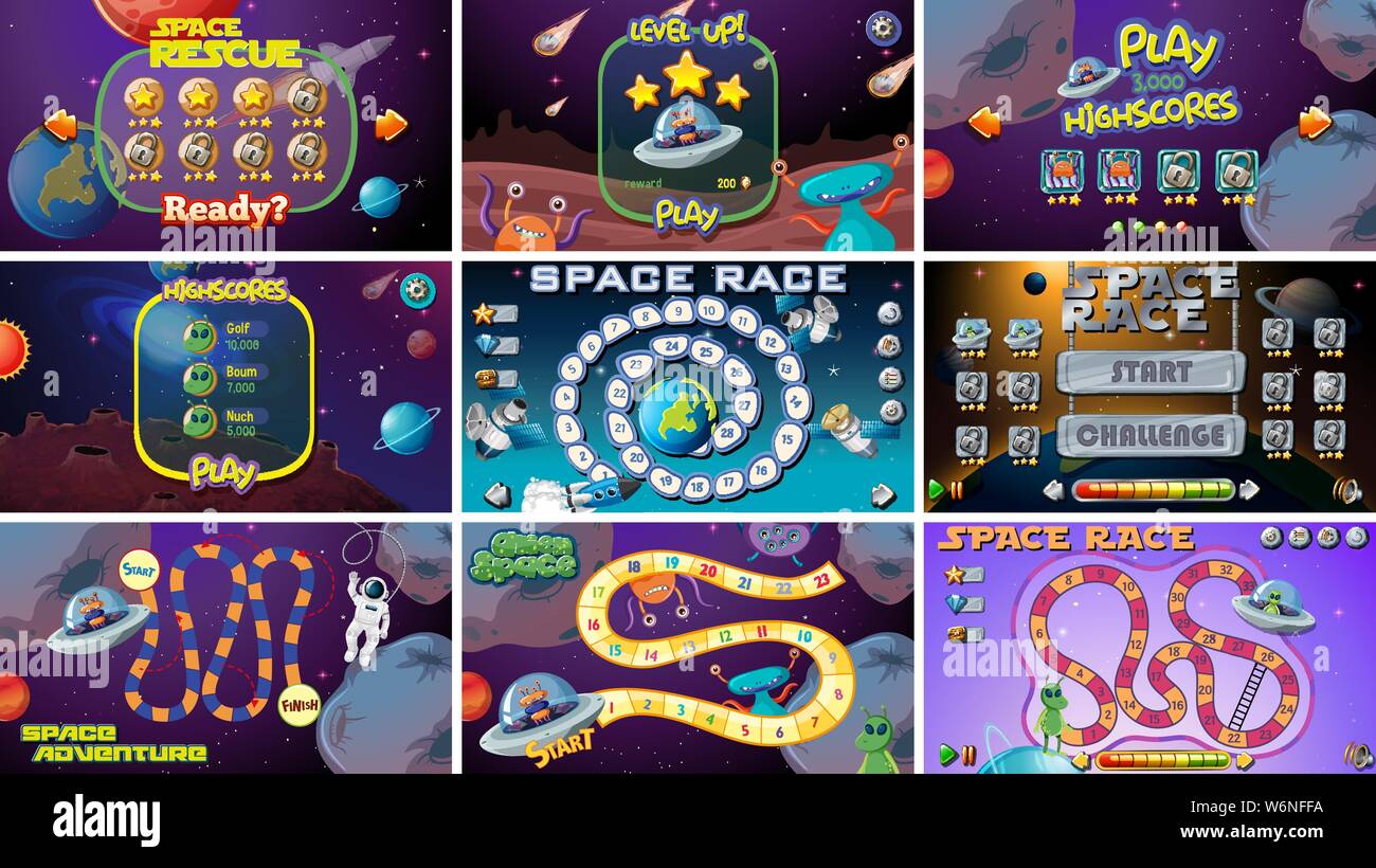 Set of space games illustration Stock Vector Image & Art - Alamy