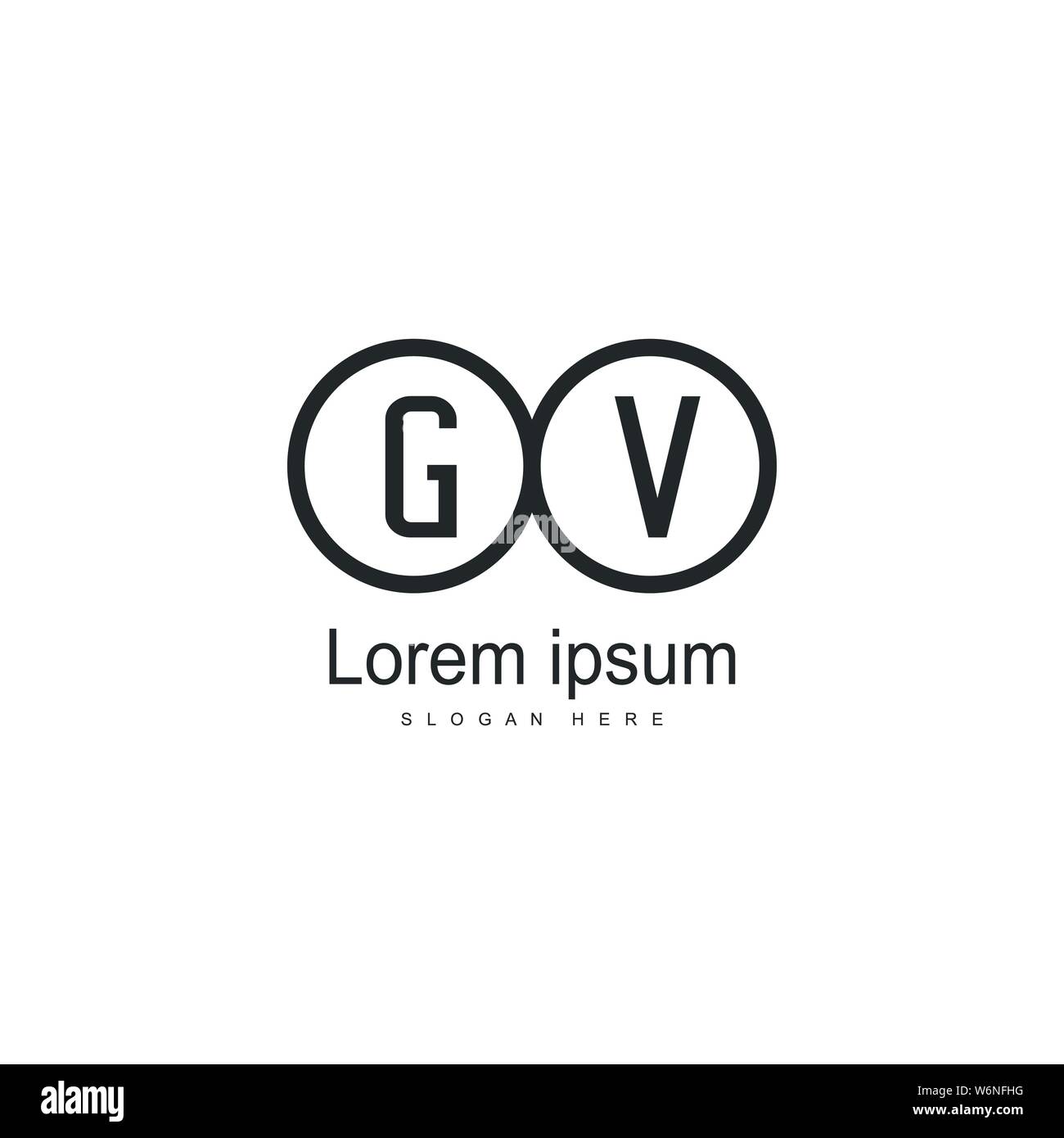 Initial GV logo template with modern frame. Minimalist GV letter logo ...
