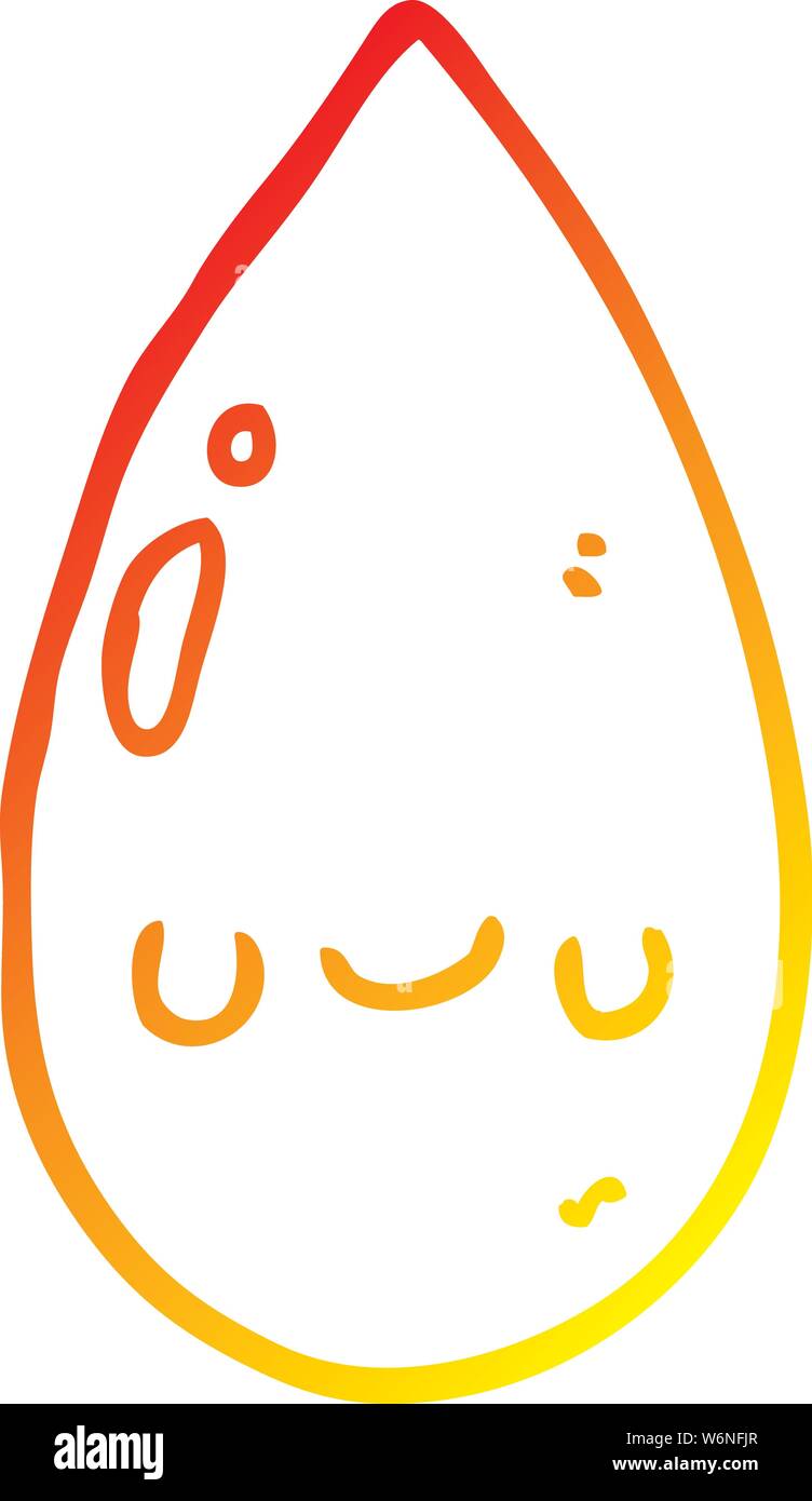 warm gradient line drawing of a cartoon cute raindrop Stock Vector ...
