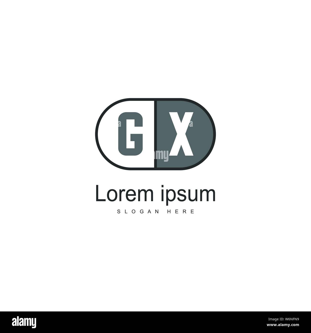 Initial GX logo template with modern frame. Minimalist GX letter logo ...
