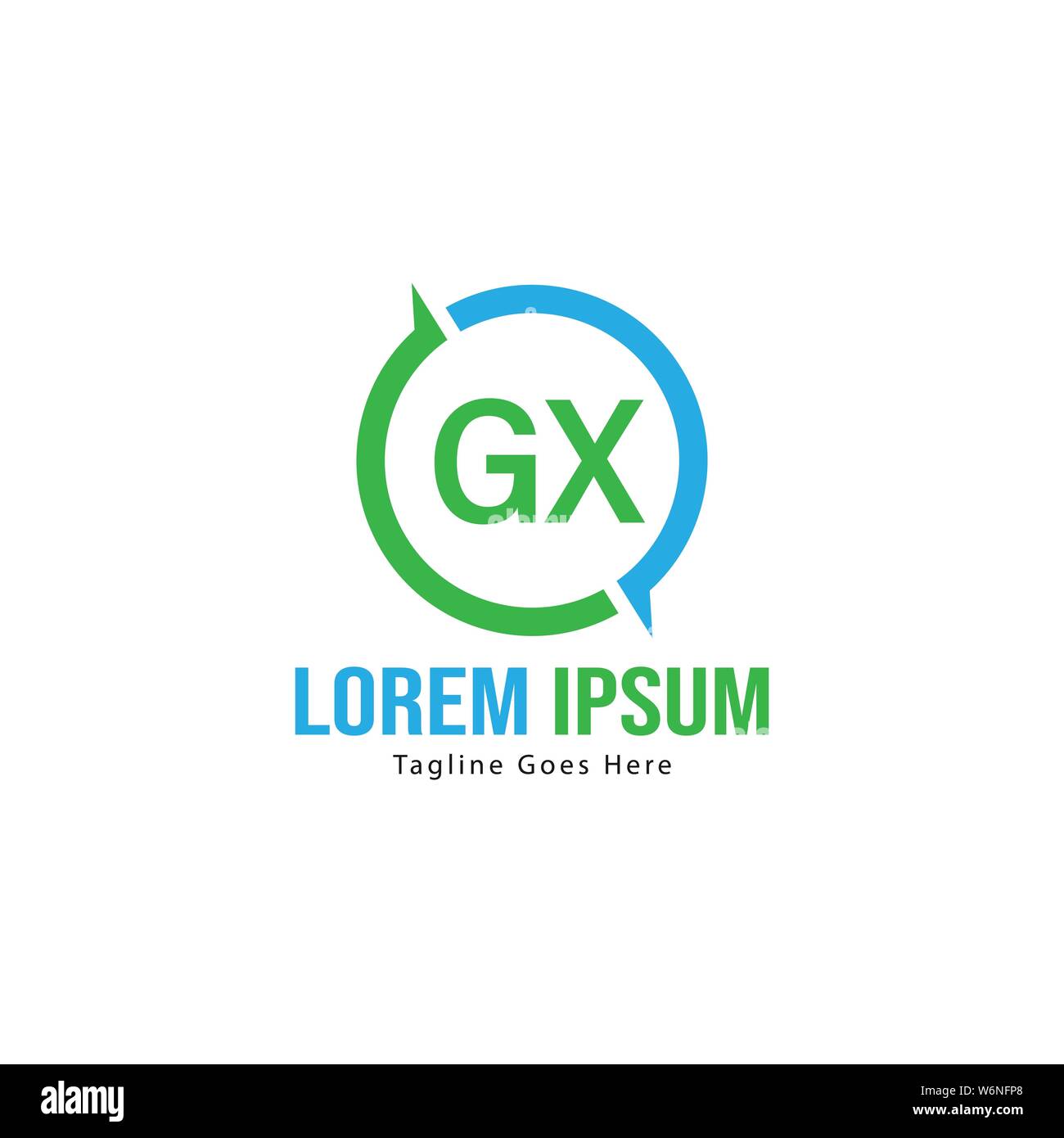 Initial GX logo template with modern frame. Minimalist GX letter logo ...