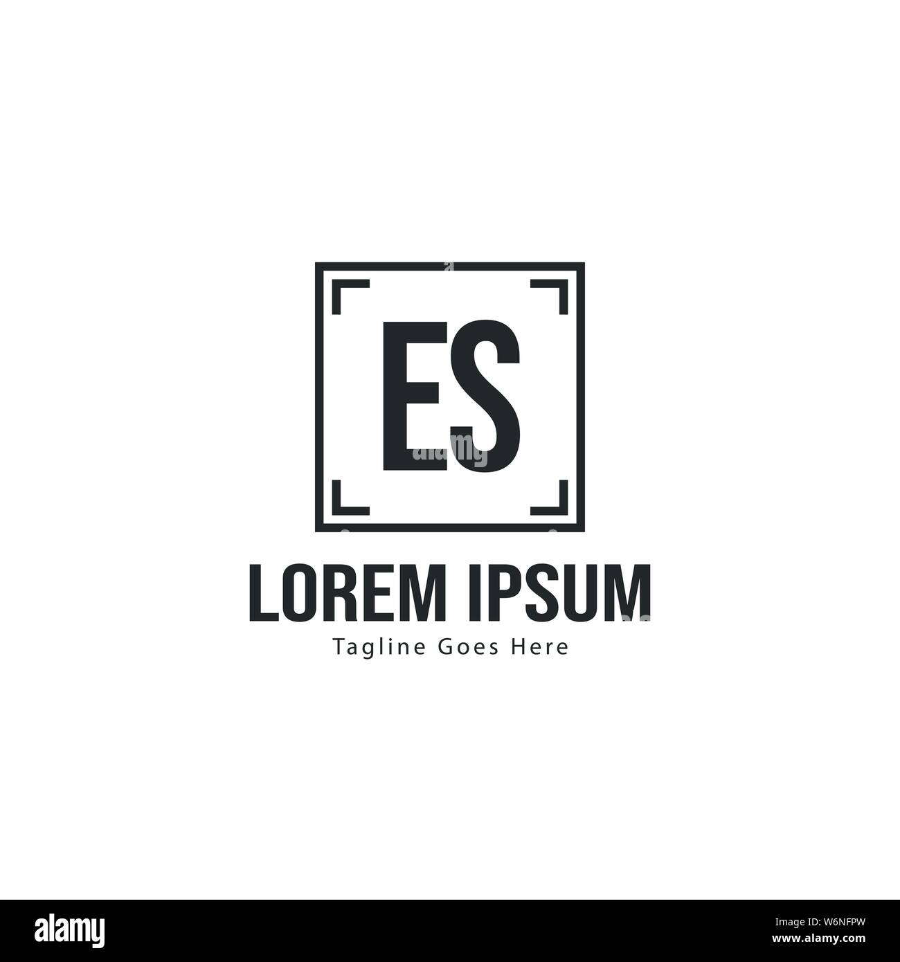 Initial ES logo template with modern frame. Minimalist ES letter logo ...