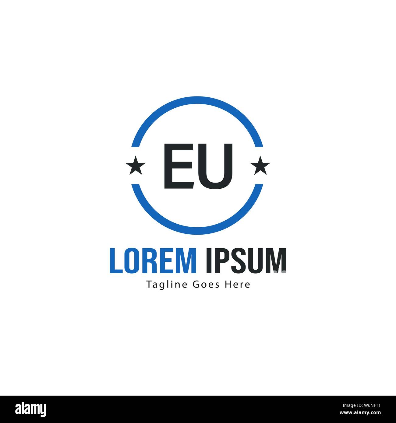 Initial EU logo template with modern frame. Minimalist EU letter logo ...