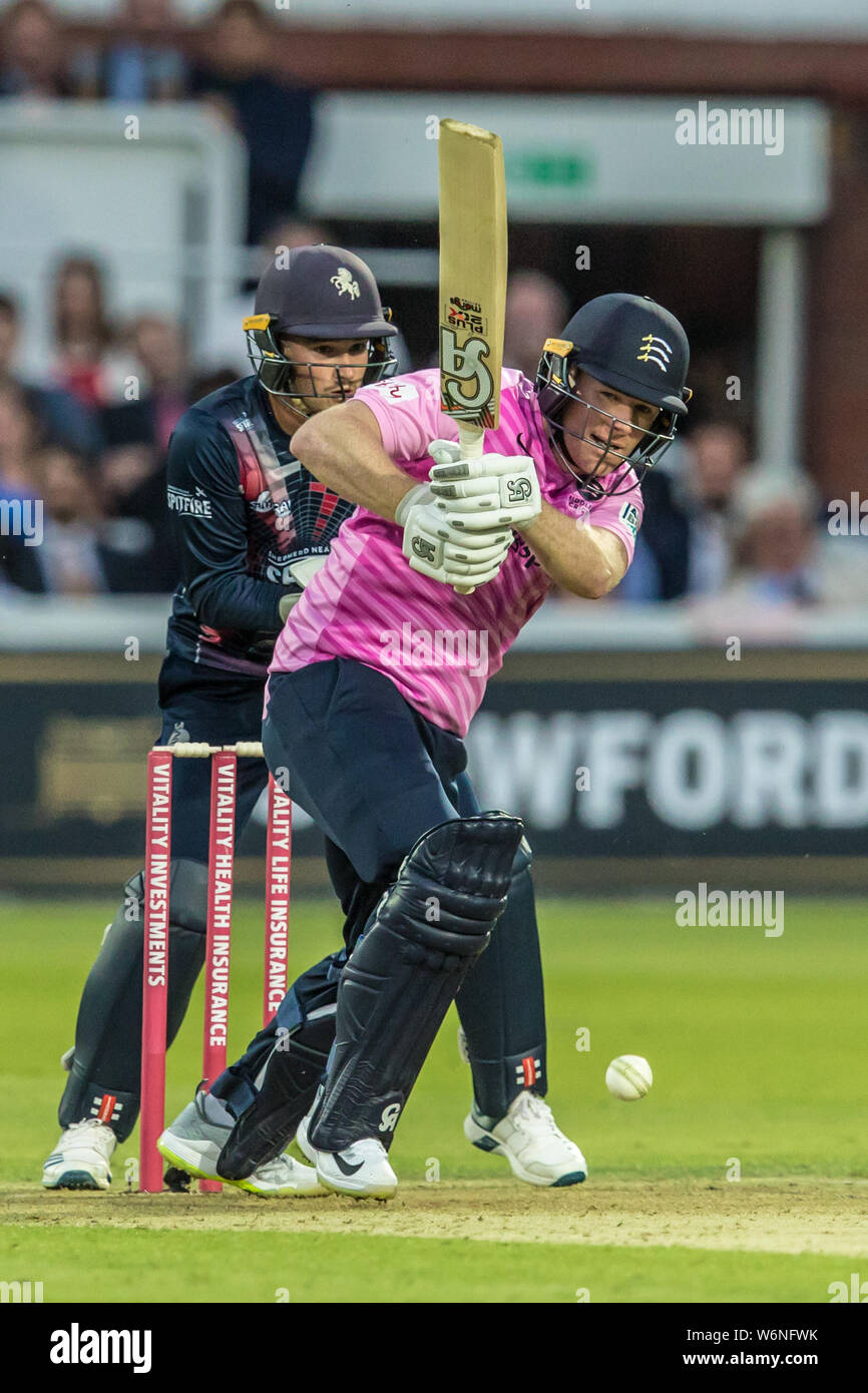 London, UK.1 August, 2019. Eoin Morgan batting for Middlesex against ...