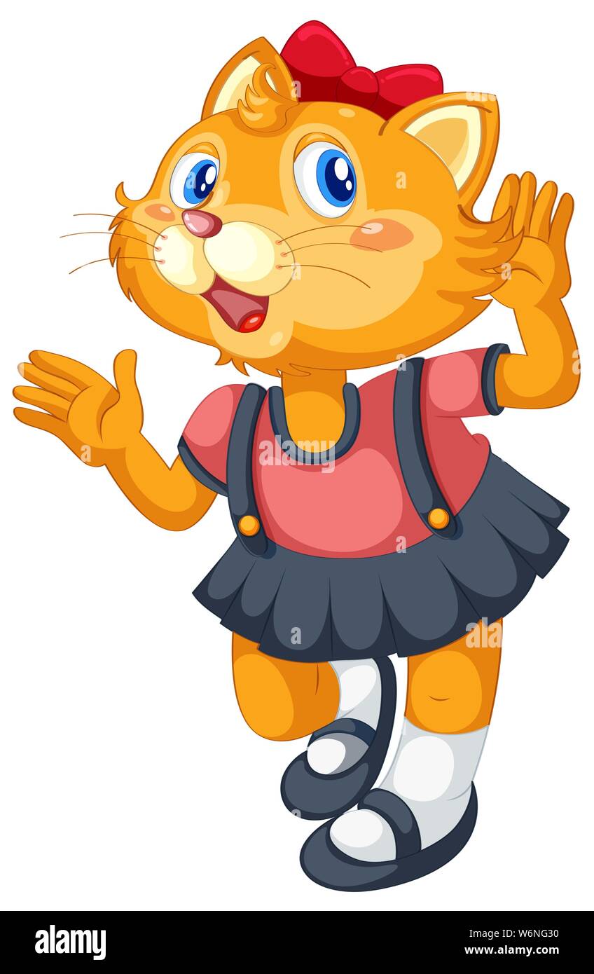 Cute cat in human-like pose isolated illustration Stock Vector Image ...