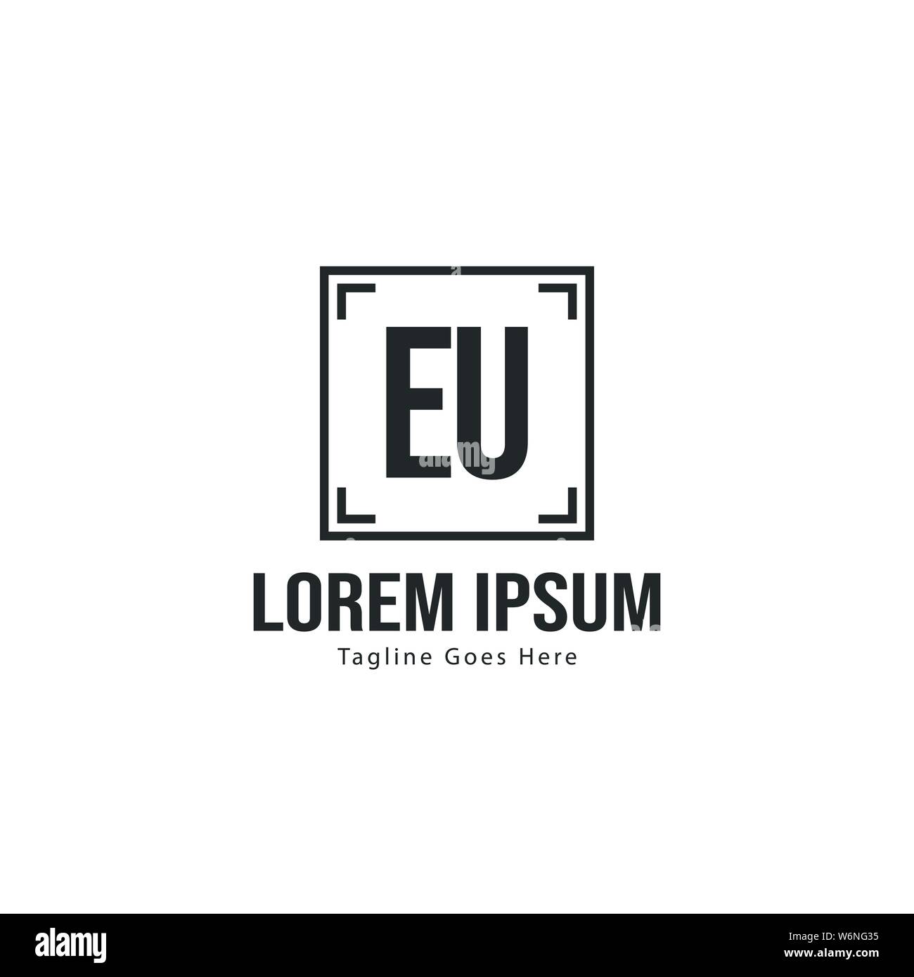 Initial EU logo template with modern frame. Minimalist EU letter logo ...