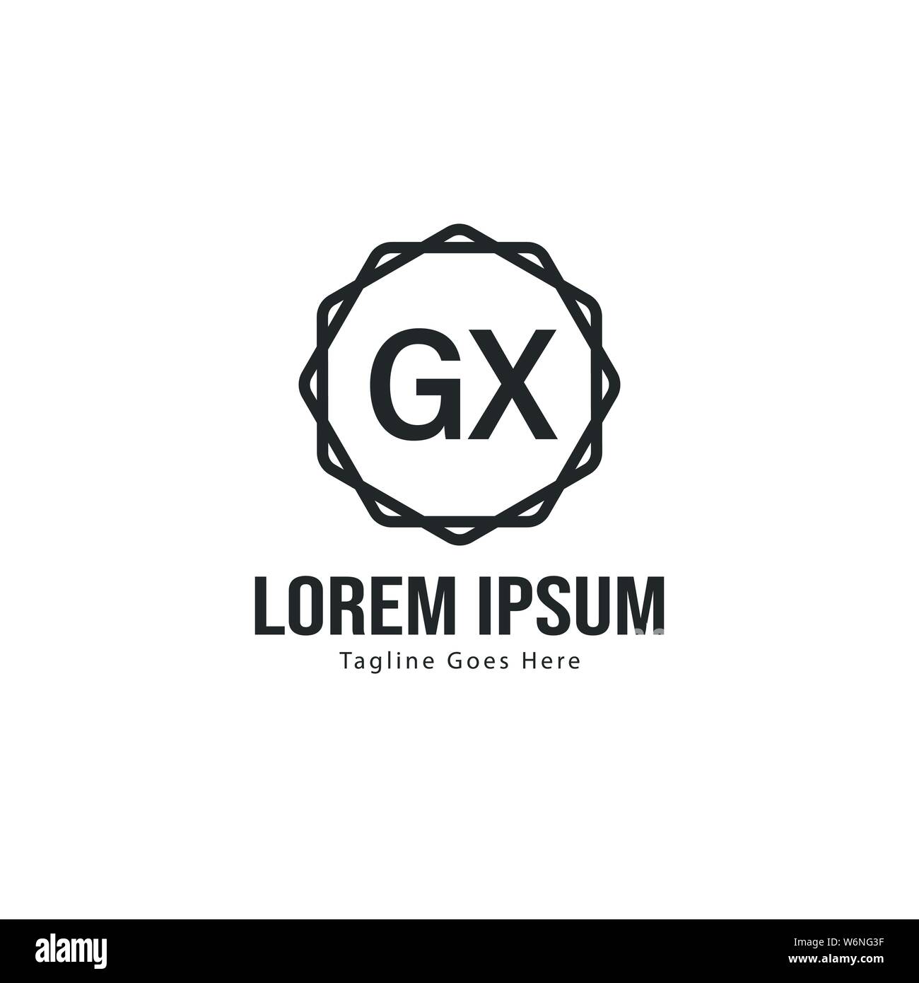 Initial GX logo template with modern frame. Minimalist GX letter logo ...