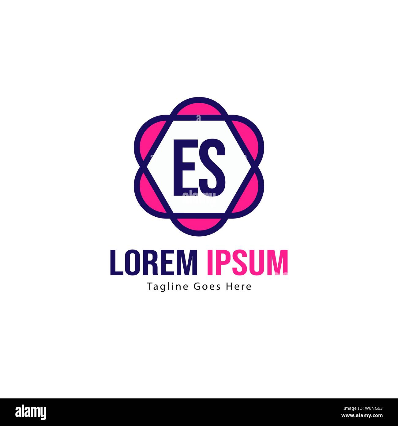 Initial ES logo template with modern frame. Minimalist ES letter logo ...