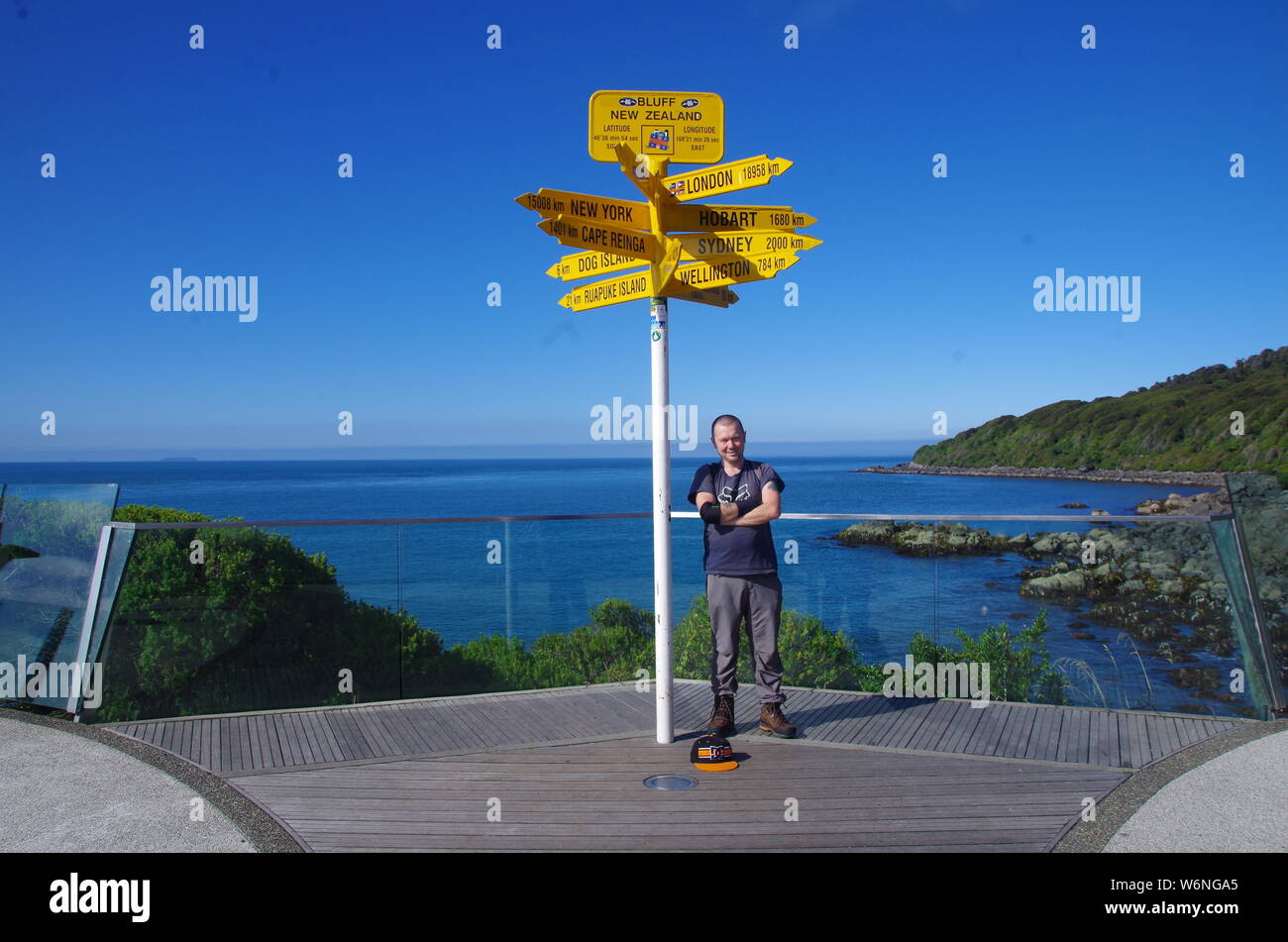 Stirling Point signpost. Te Araroa Trail. Bluff. Southland. South ...
