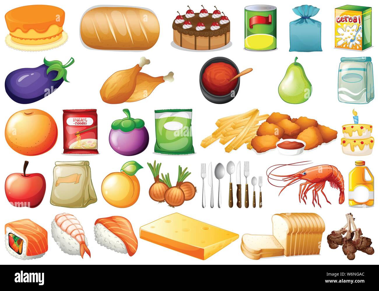 Set of different foods illustration Stock Vector Image & Art - Alamy