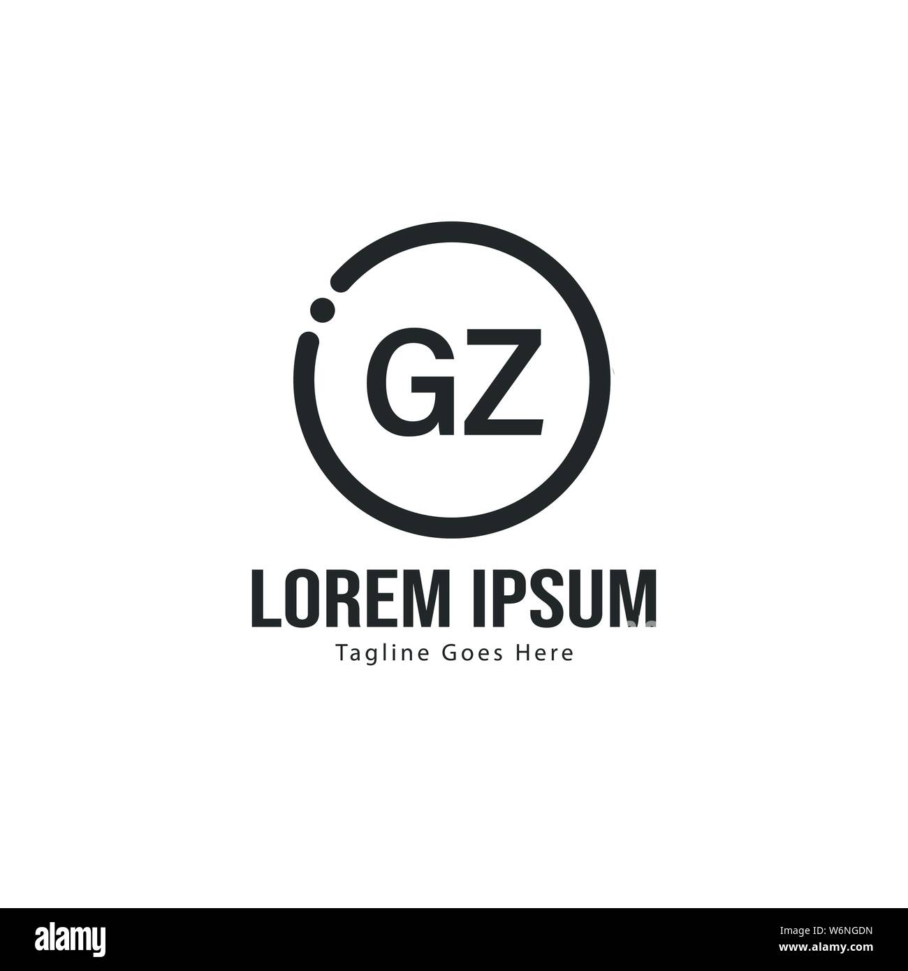 Initial GZ logo template with modern frame. Minimalist GZ letter logo ...