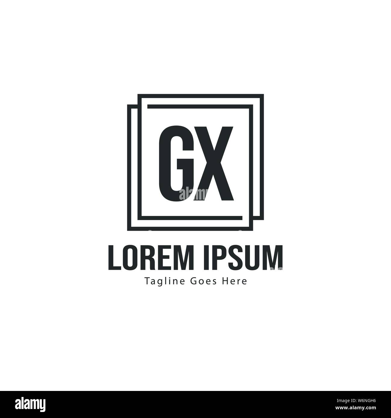 Initial GX logo template with modern frame. Minimalist GX letter logo ...