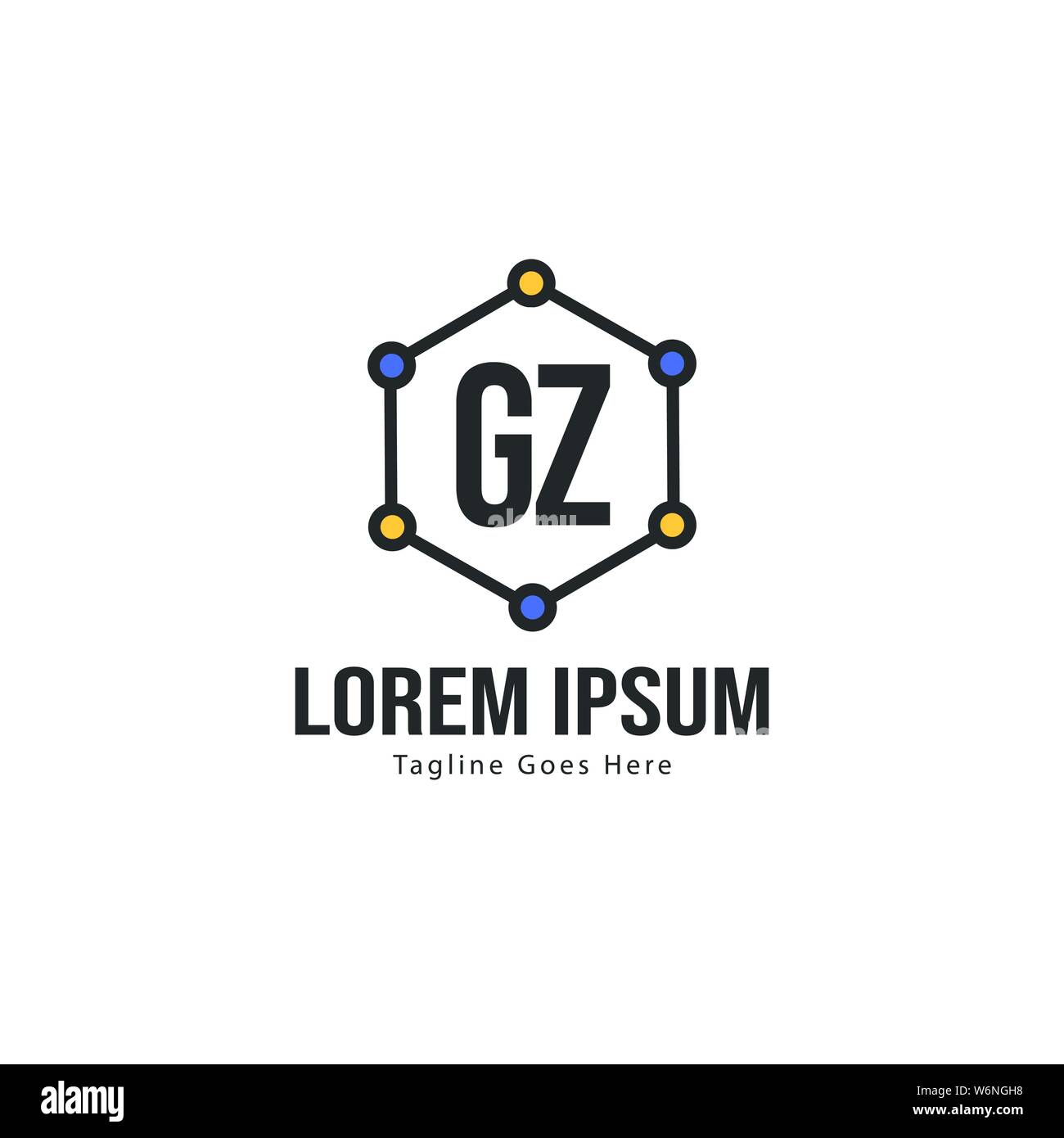 Initial GZ logo template with modern frame. Minimalist GZ letter logo ...