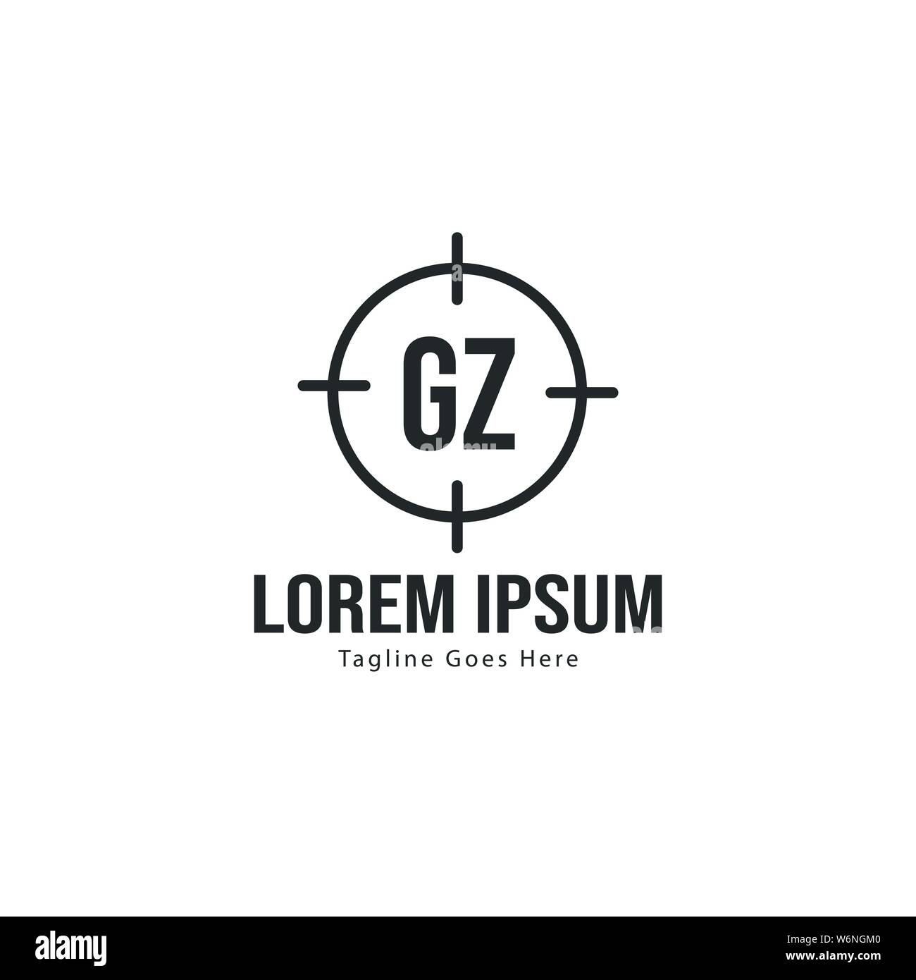 Initial GZ logo template with modern frame. Minimalist GZ letter logo ...