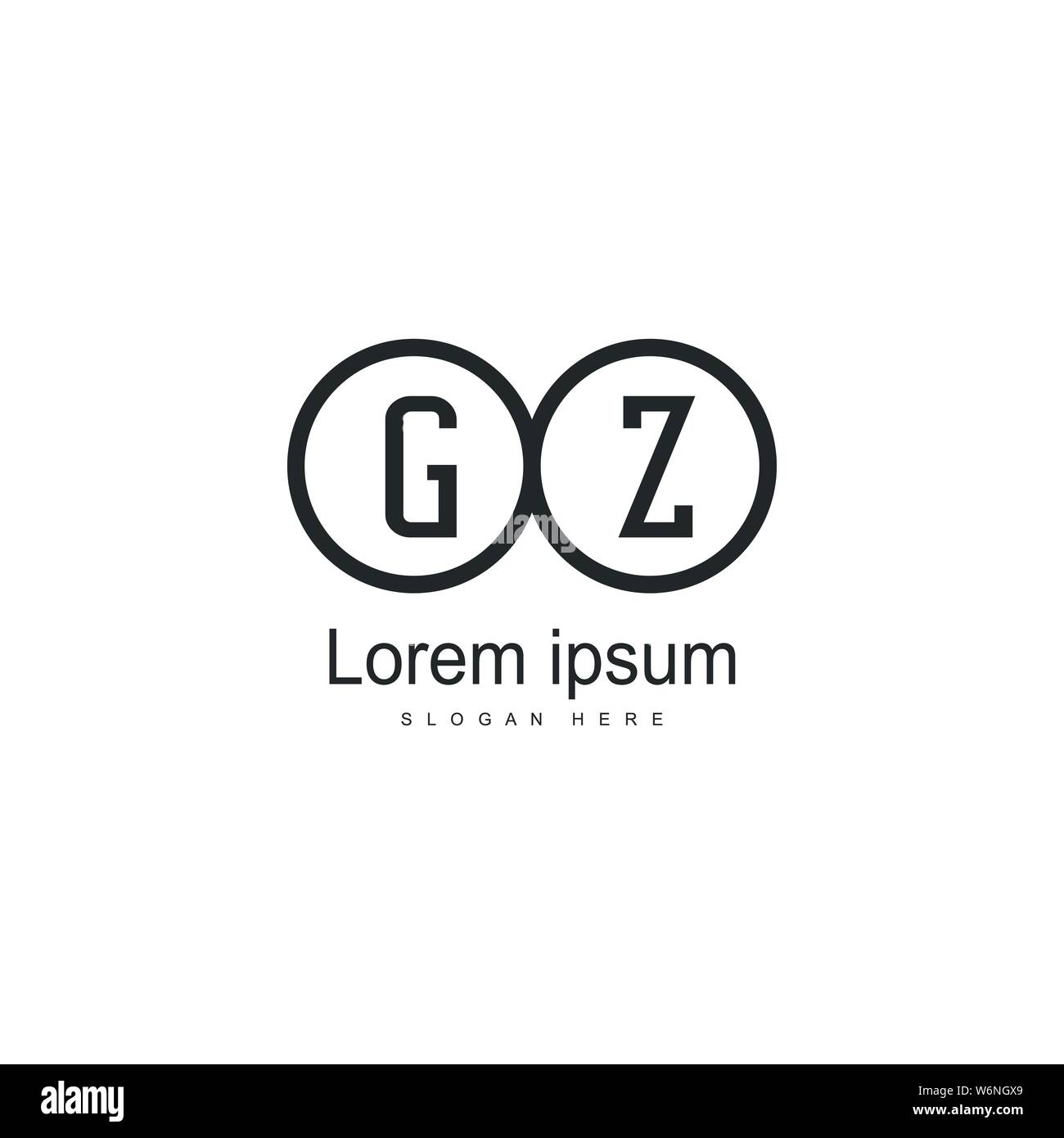 Initial GZ logo template with modern frame. Minimalist GZ letter logo ...