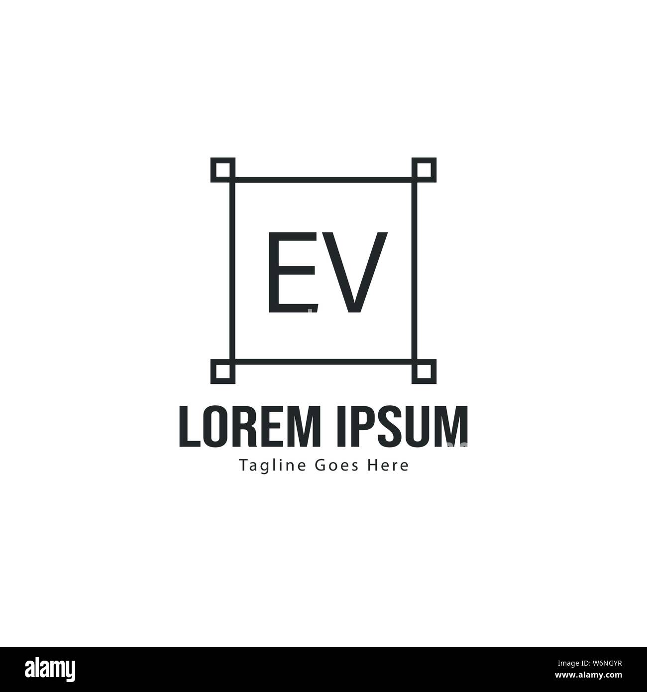 Initial EV logo template with modern frame. Minimalist EV letter logo ...
