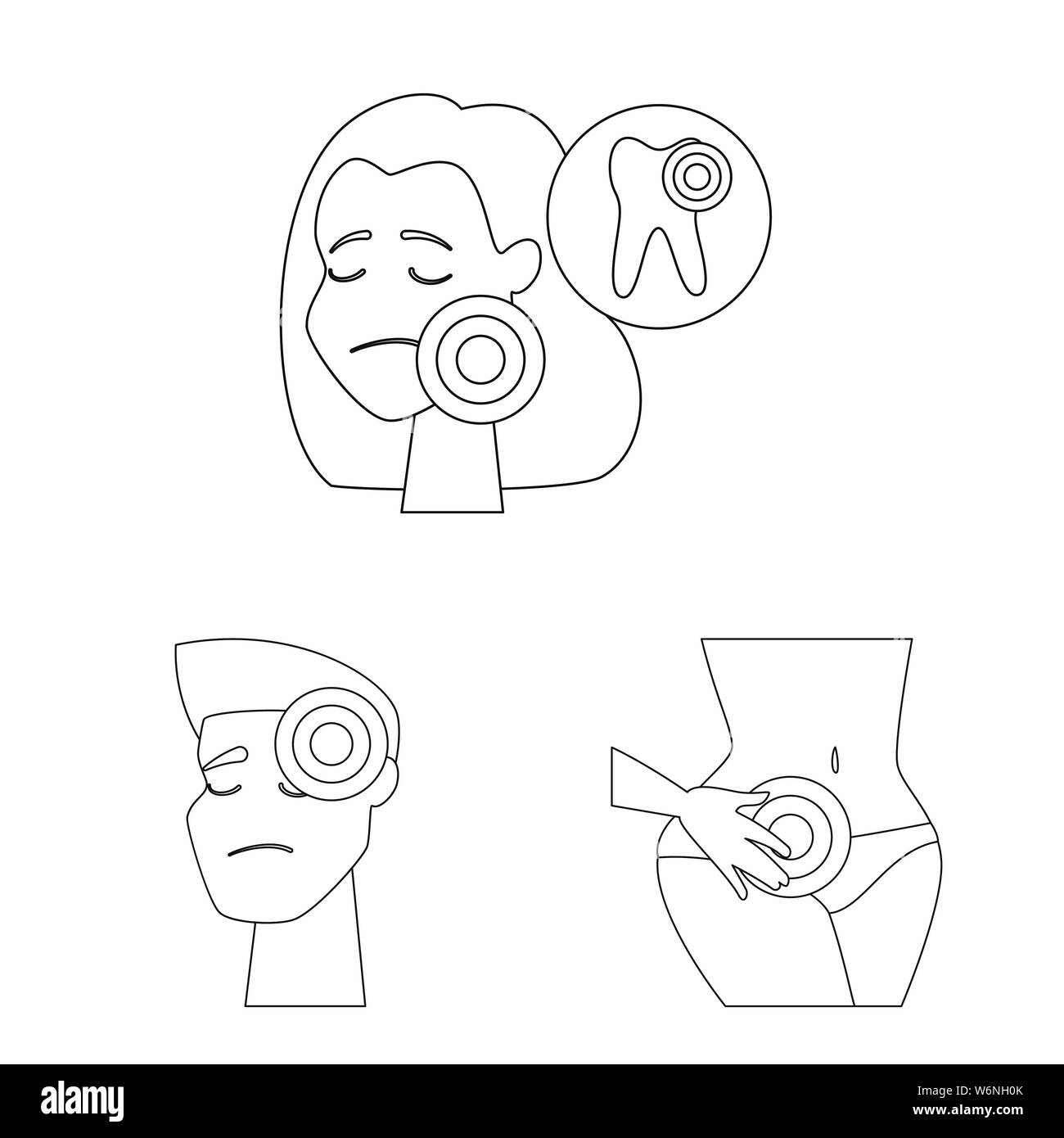 Vector illustration of bone and inflammation icon. Collection of bone ...