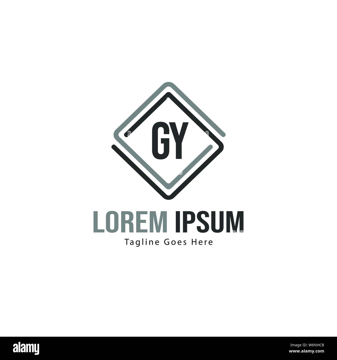 Initial GY logo template with modern frame. Minimalist GY letter logo ...