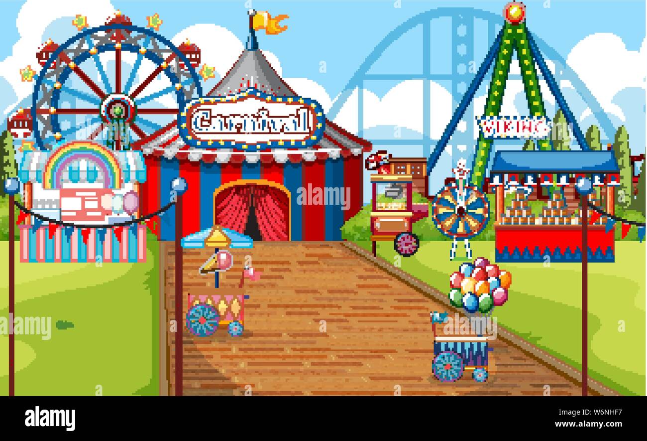 An outdoor funfair scene illustration Stock Vector Image & Art - Alamy