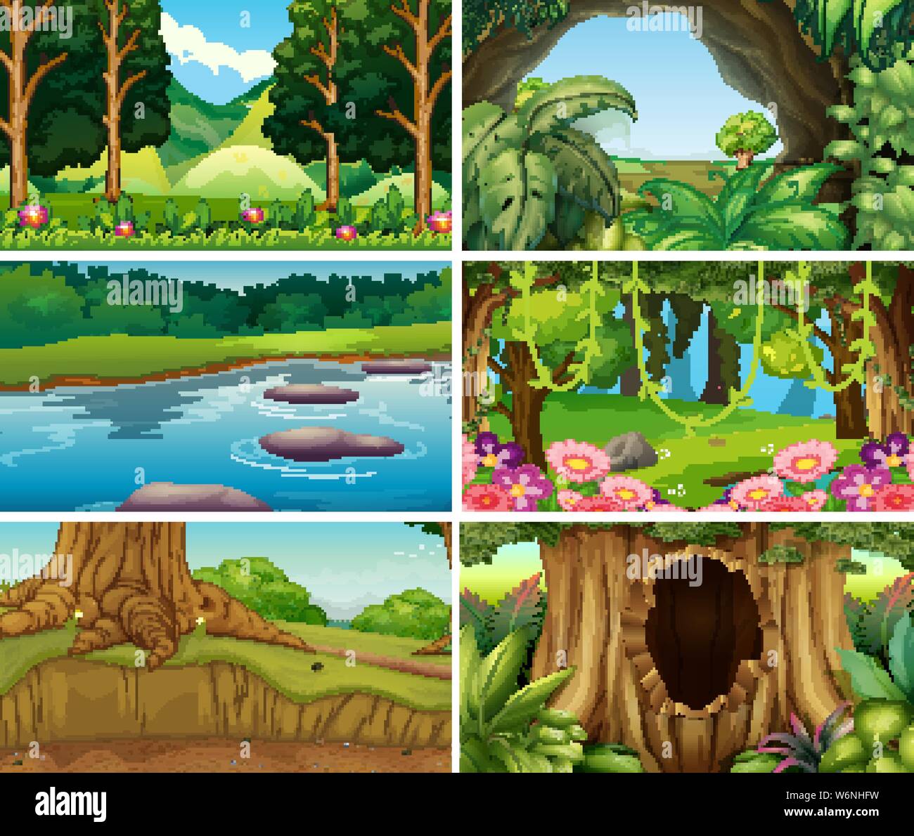 Empty, blank landscape nature scenes illustration Stock Vector Image ...