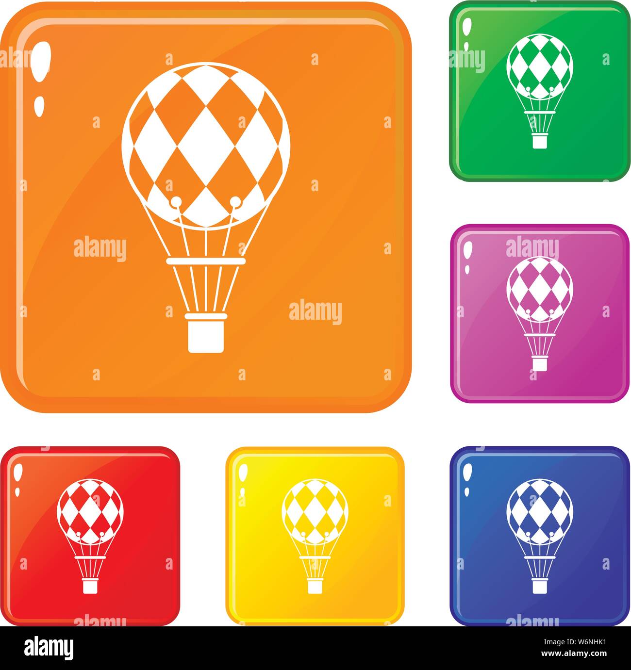 Checkered air balloon icons set vector color Stock Vector Image & Art ...