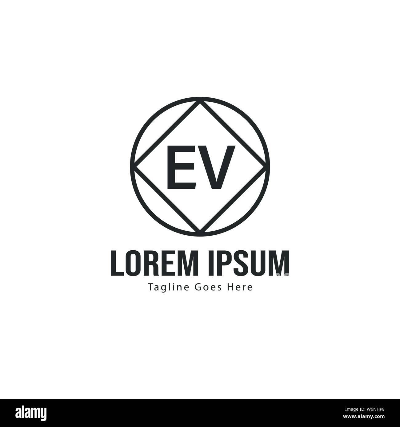 Initial EV logo template with modern frame. Minimalist EV letter logo ...