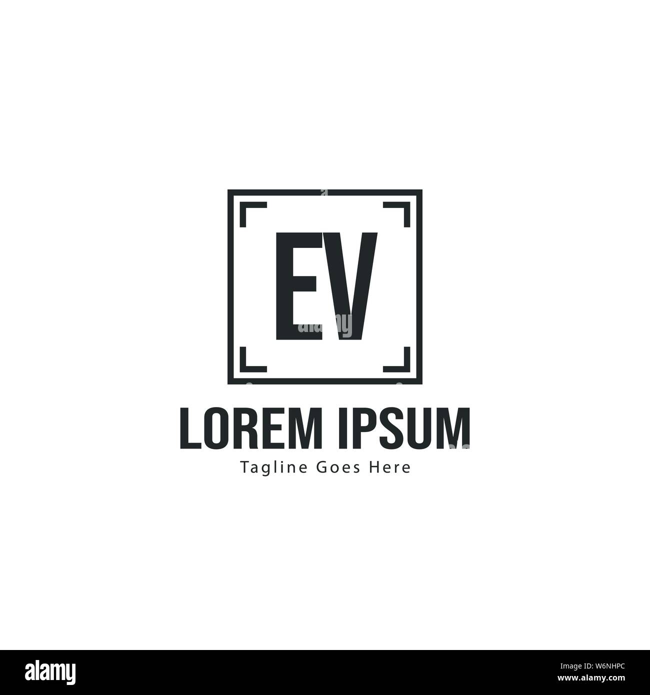 Initial EV logo template with modern frame. Minimalist EV letter logo ...