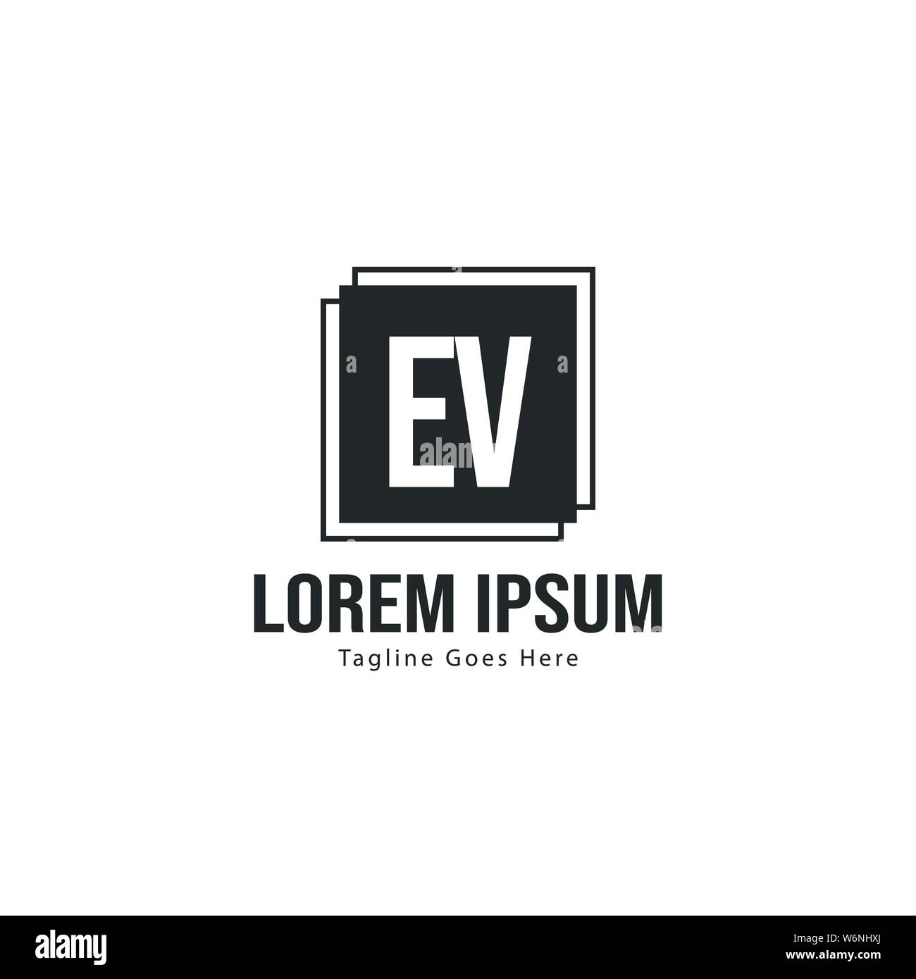 Initial EV logo template with modern frame. Minimalist EV letter logo ...