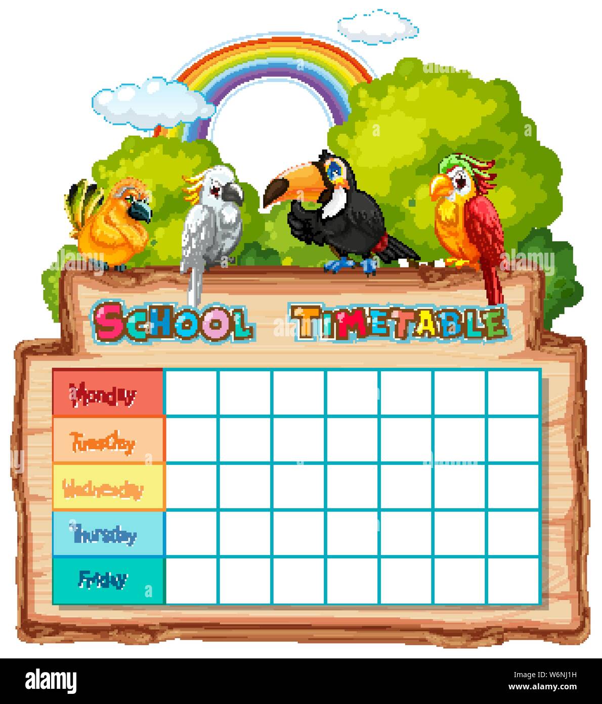 Timetable school planning with characters illustration Stock Vector ...