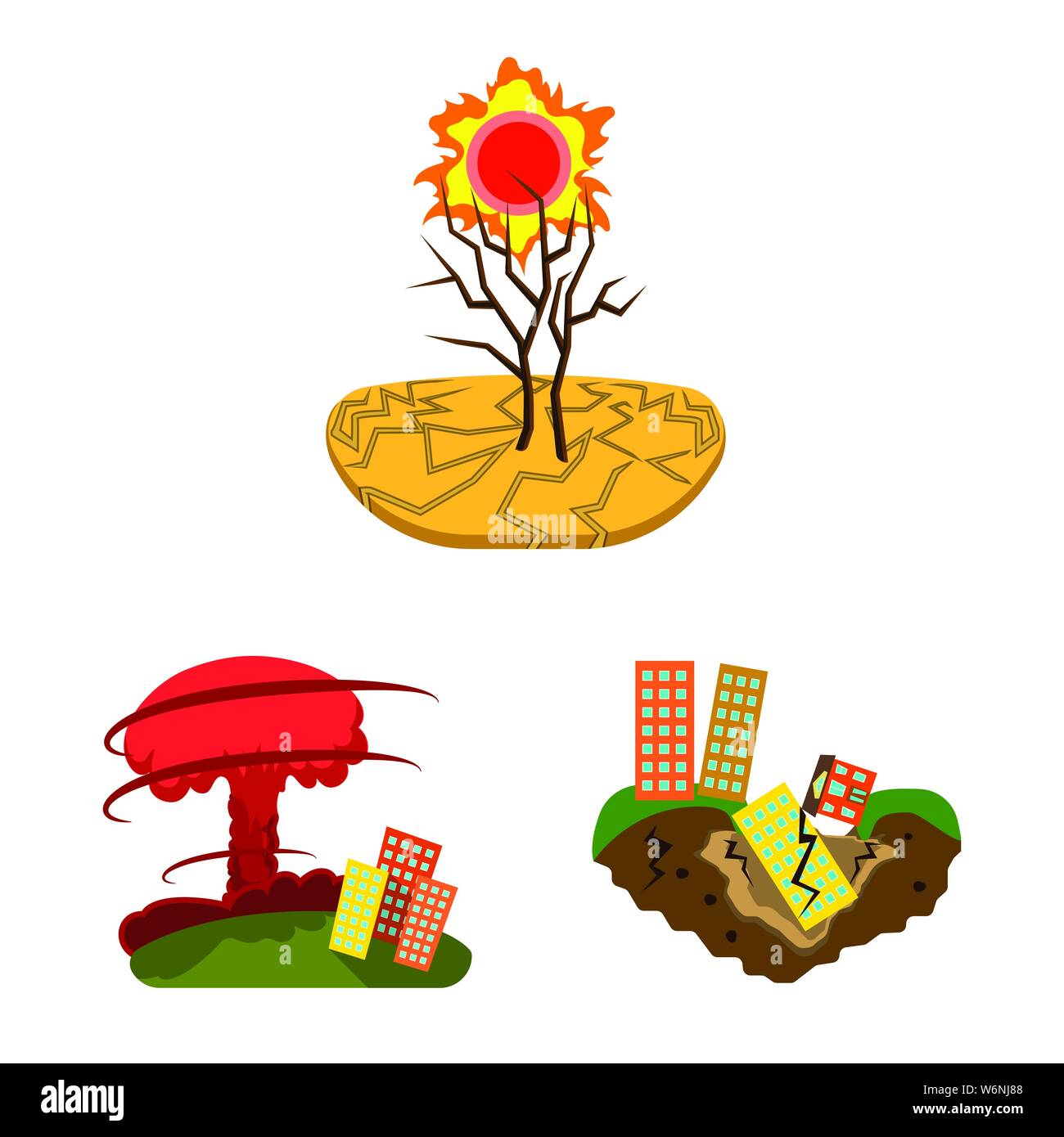 Vector design of cataclysm and disaster logo. Set of cataclysm and ...