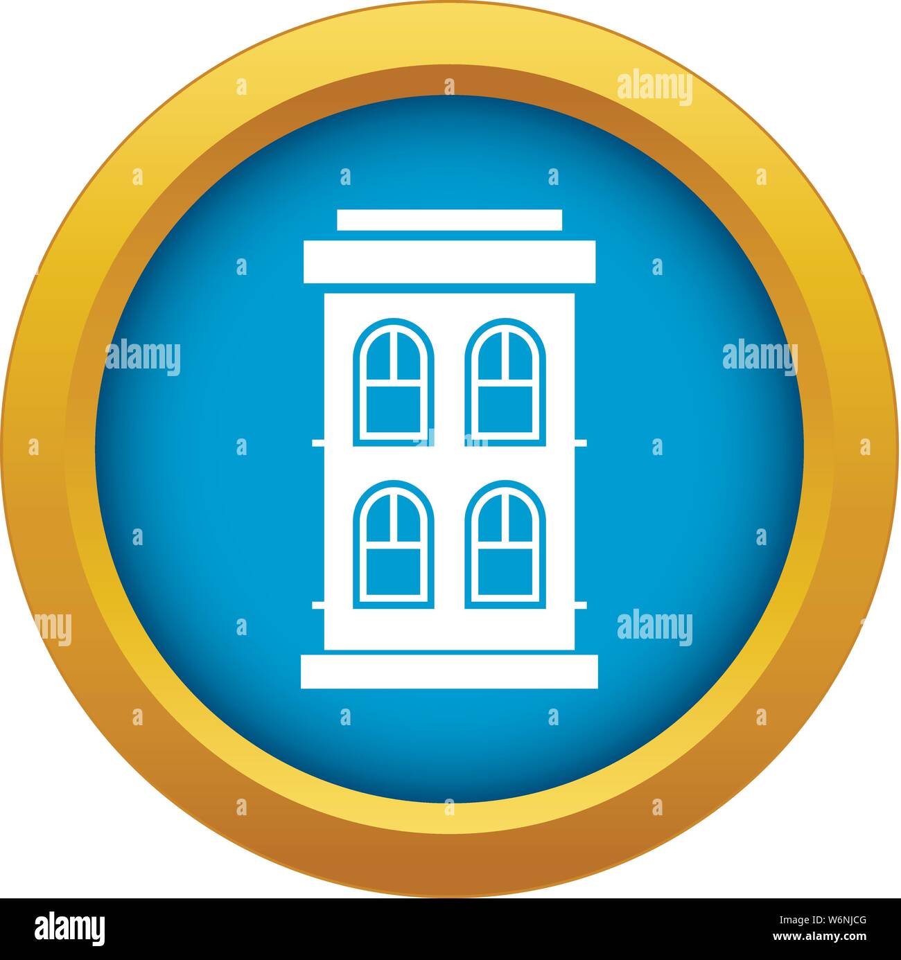 Two-storey house with large windows icon blue vector isolated Stock ...