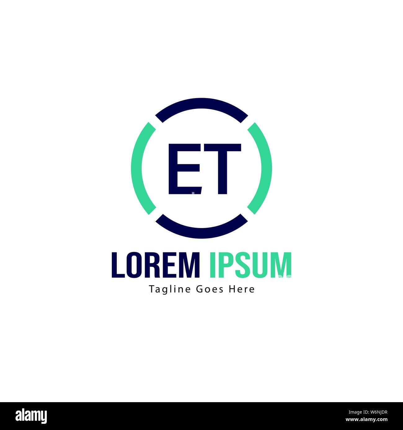 Initial ET logo template with modern frame. Minimalist ET letter logo ...