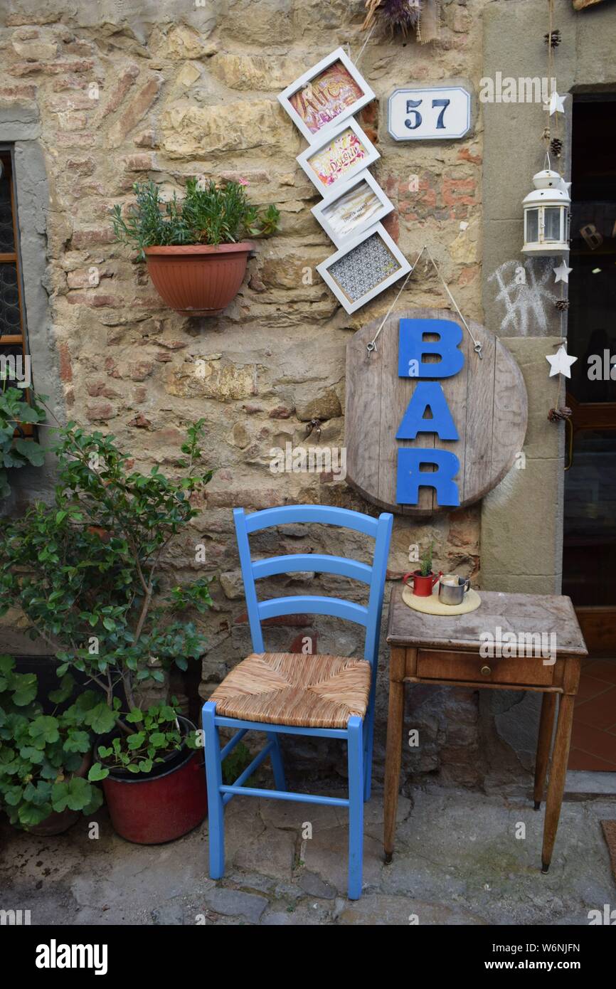 Bar in Montefioralle Tuscany Stock Photo - Alamy