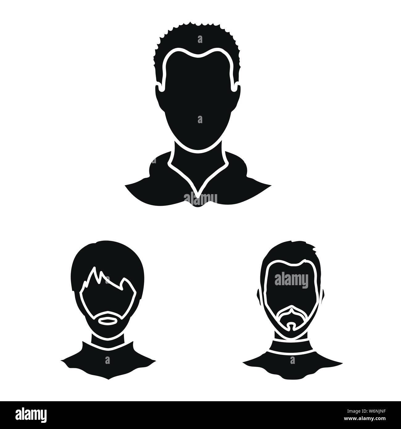 Isolated object of character and profile symbol. Set of character and ...