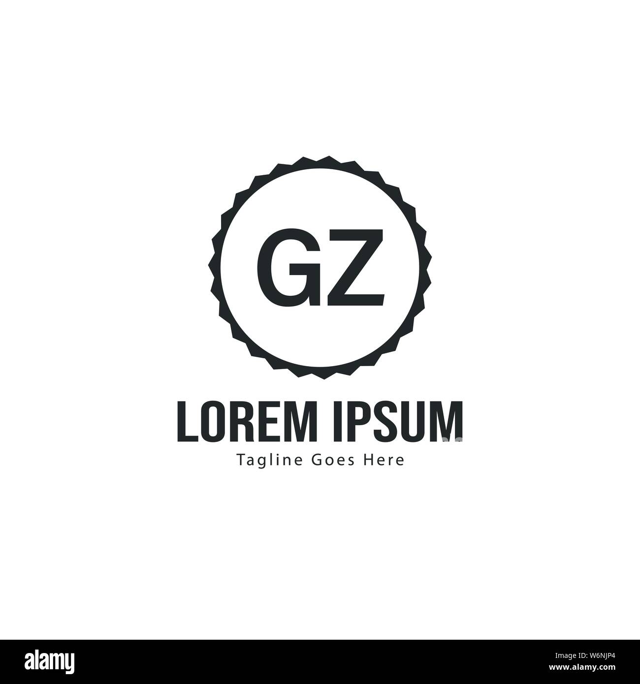 Initial GZ logo template with modern frame. Minimalist GZ letter logo ...