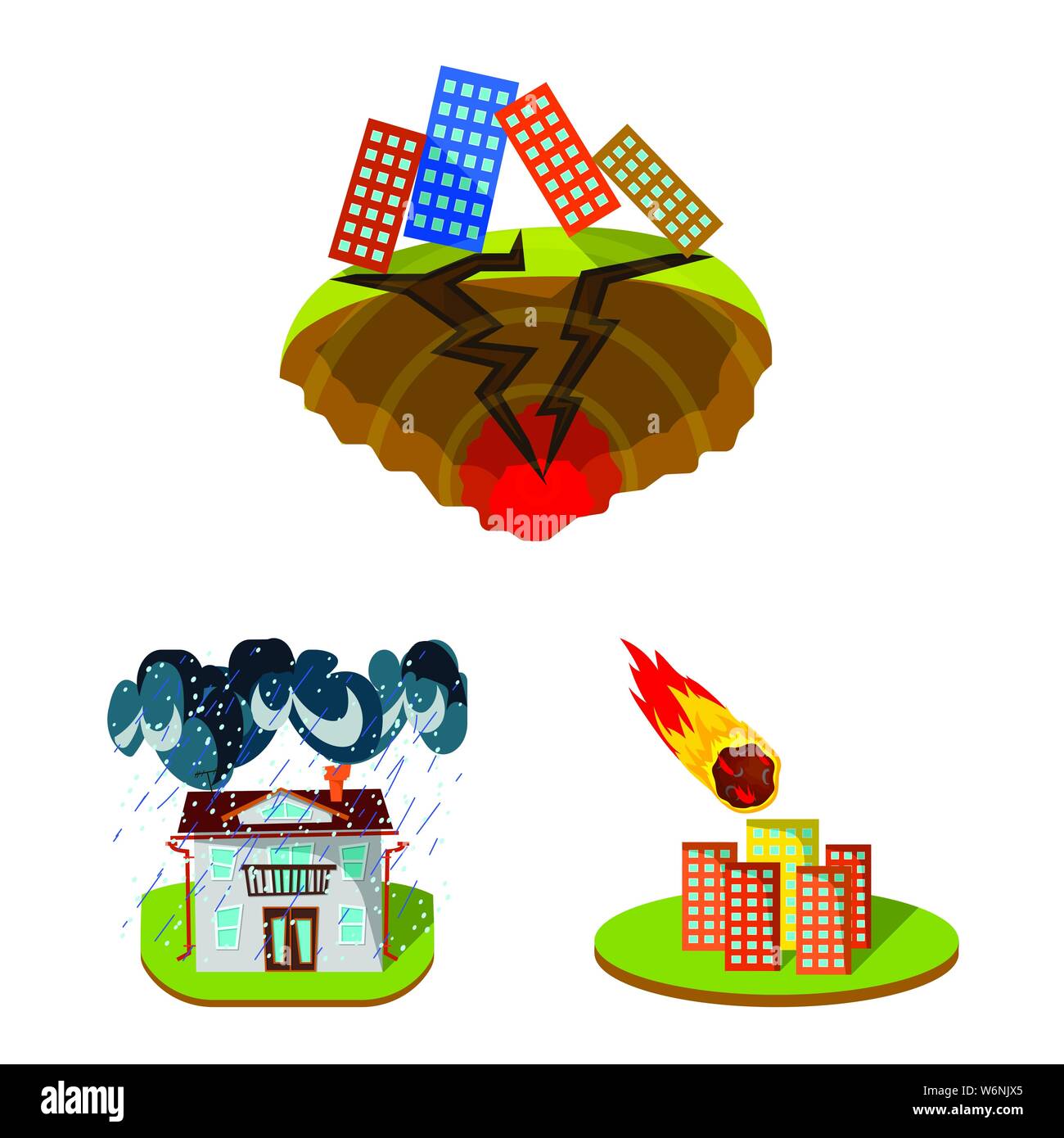 Vector design of cataclysm and disaster symbol. Collection of cataclysm ...