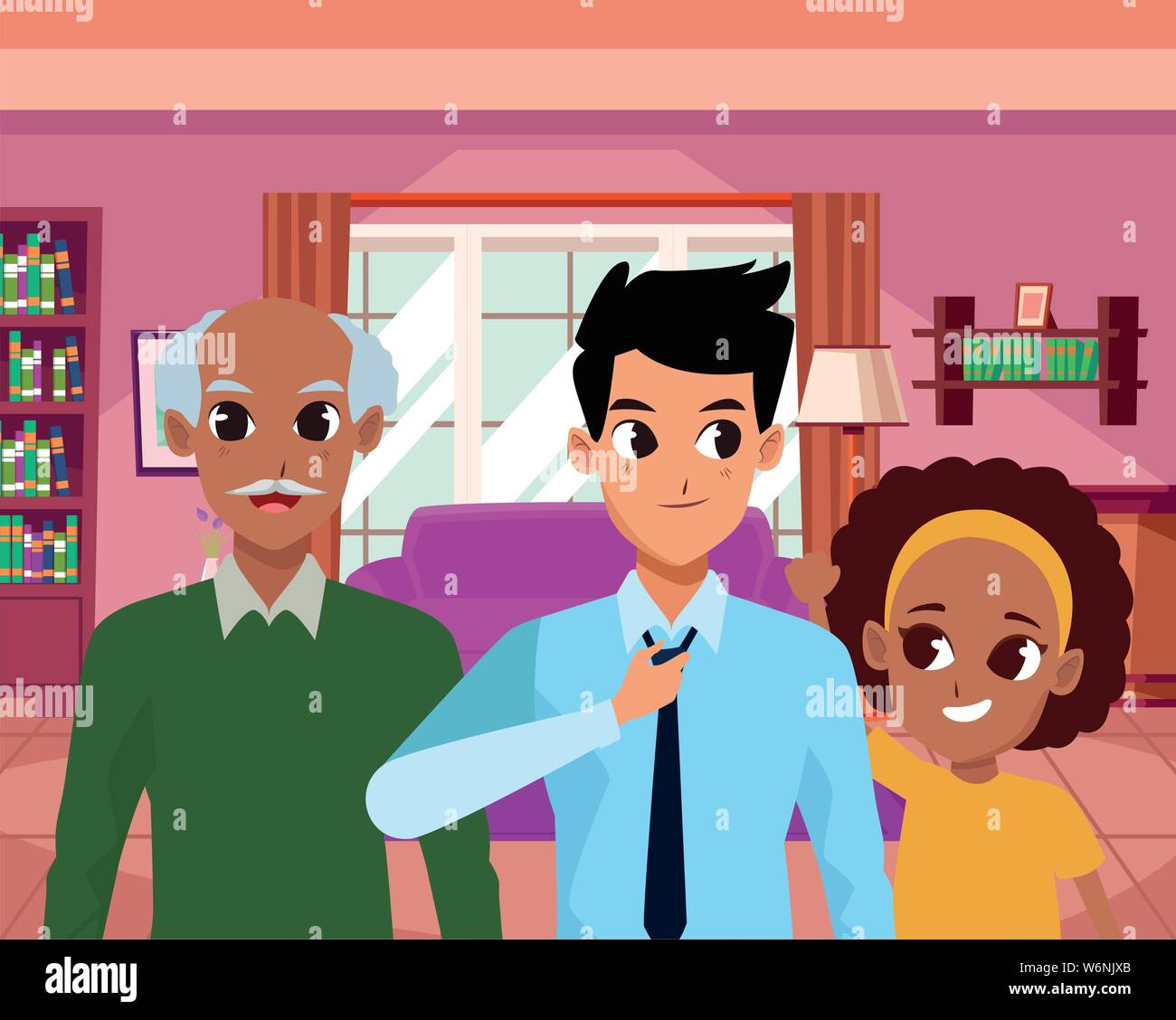 Happy family smiling inside home cartoons Stock Vector Image & Art - Alamy