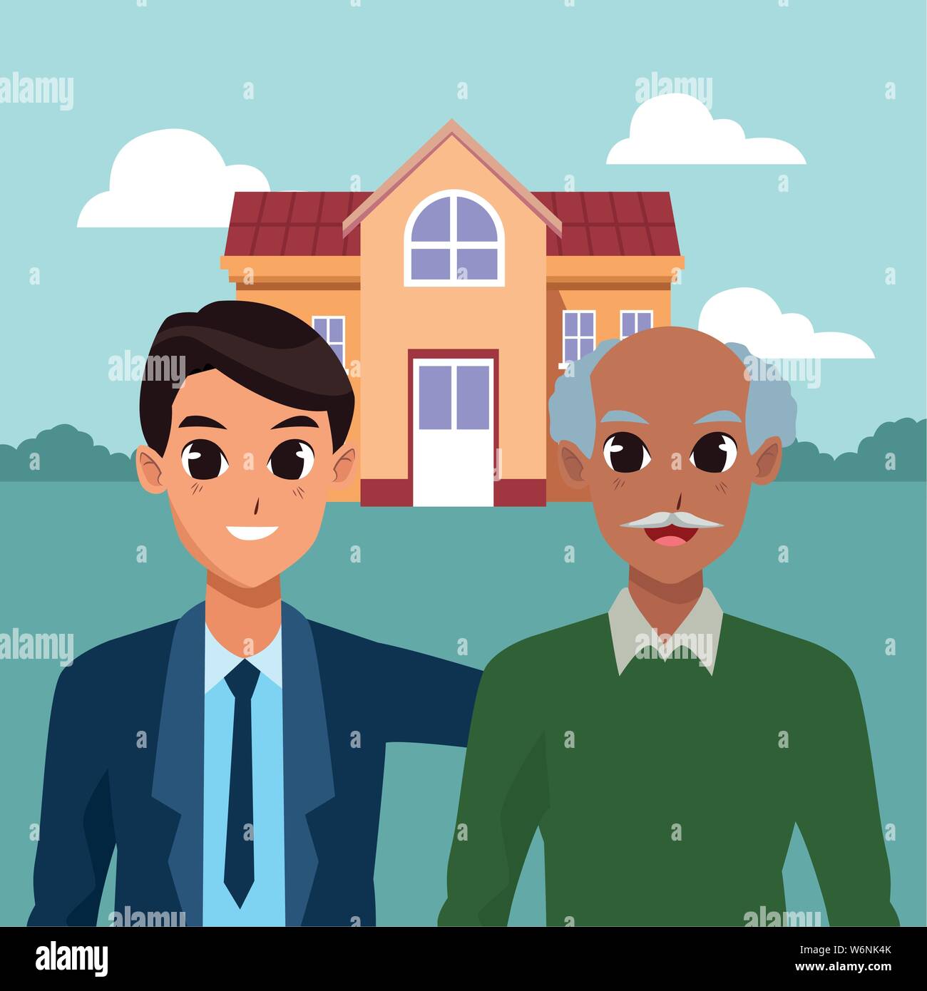 Happy family smiling inside home cartoons Stock Vector Image & Art - Alamy