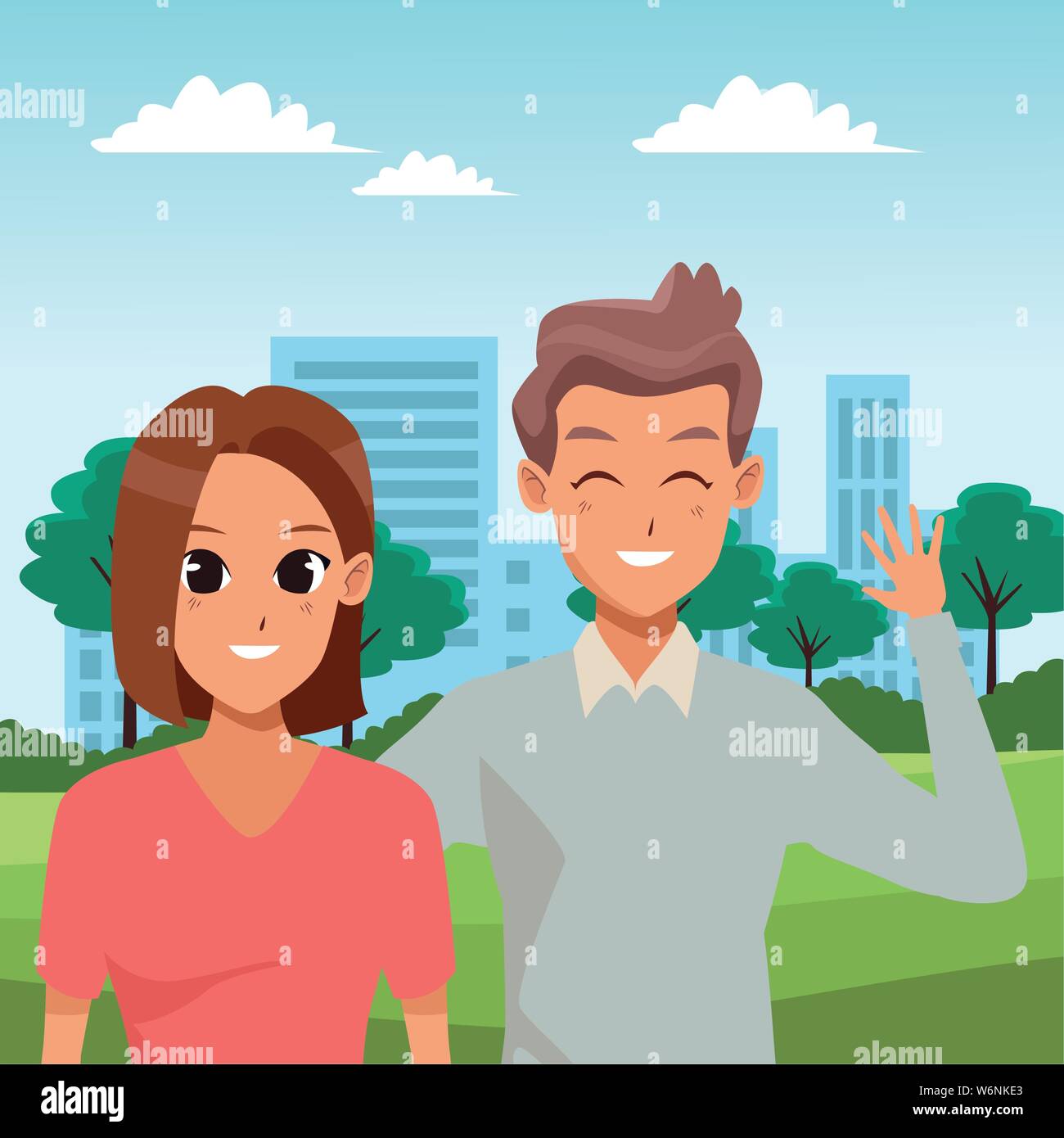 Young couple smiling and greeting Stock Vector Image & Art - Alamy