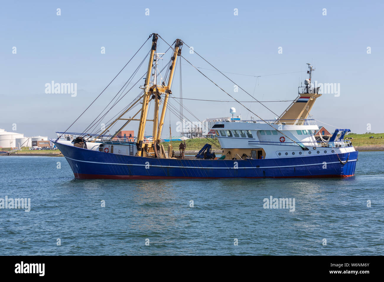 Fishing cutter sailing into harbor Vlissingen, The Netherlands Stock ...