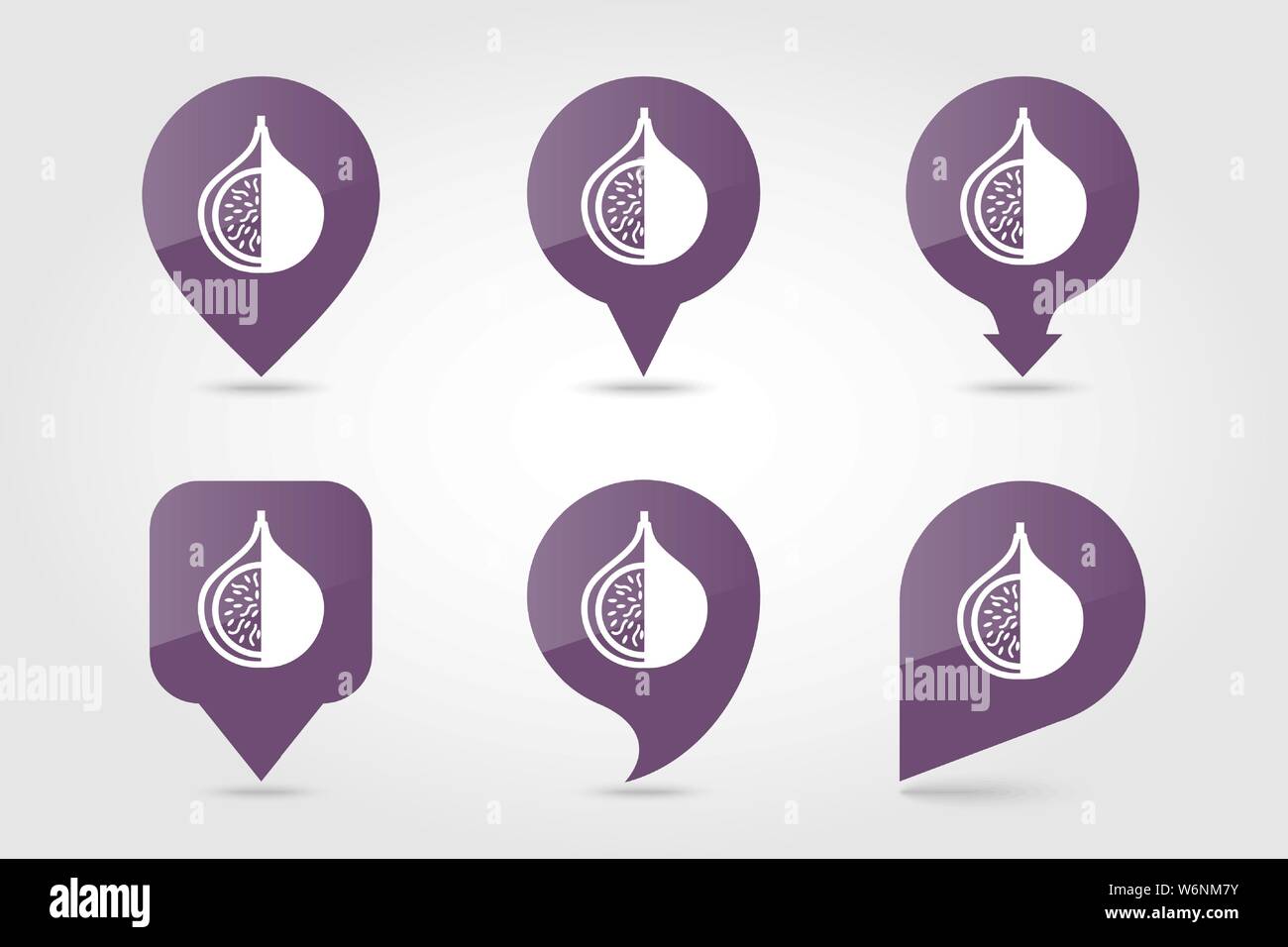 Fig pin map icon. Fig tropical fruit sign. Map pointer. Map markers ...