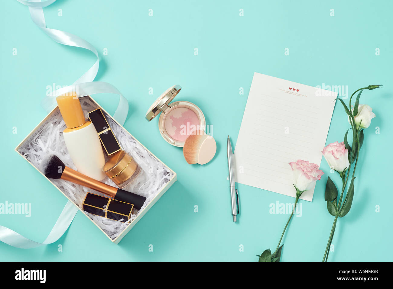 Make ups and cosmetics set gift Stock Photo - Alamy