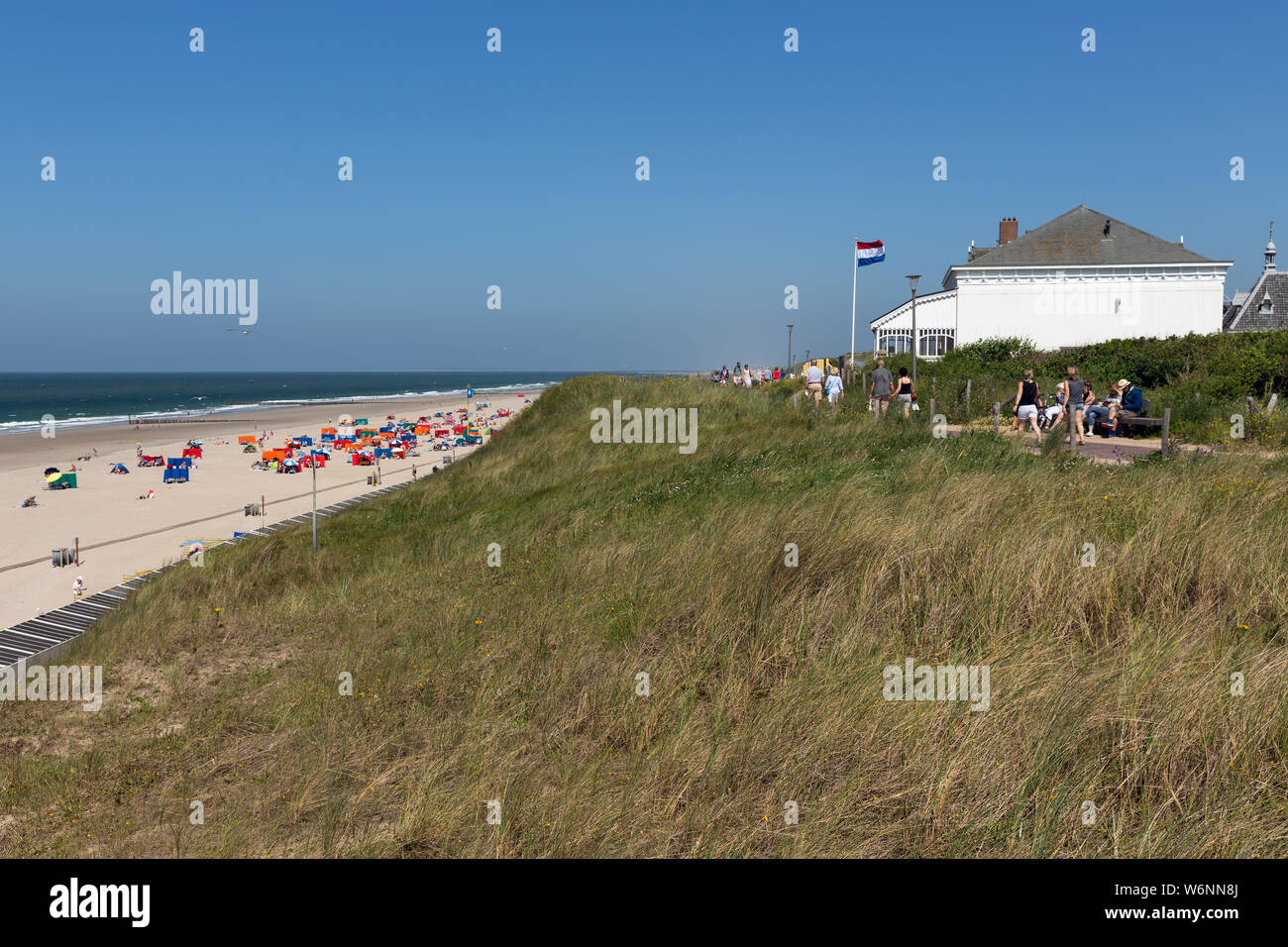 Dutch coast with seaside visitors relaxing at the beach Stock Photo - Alamy