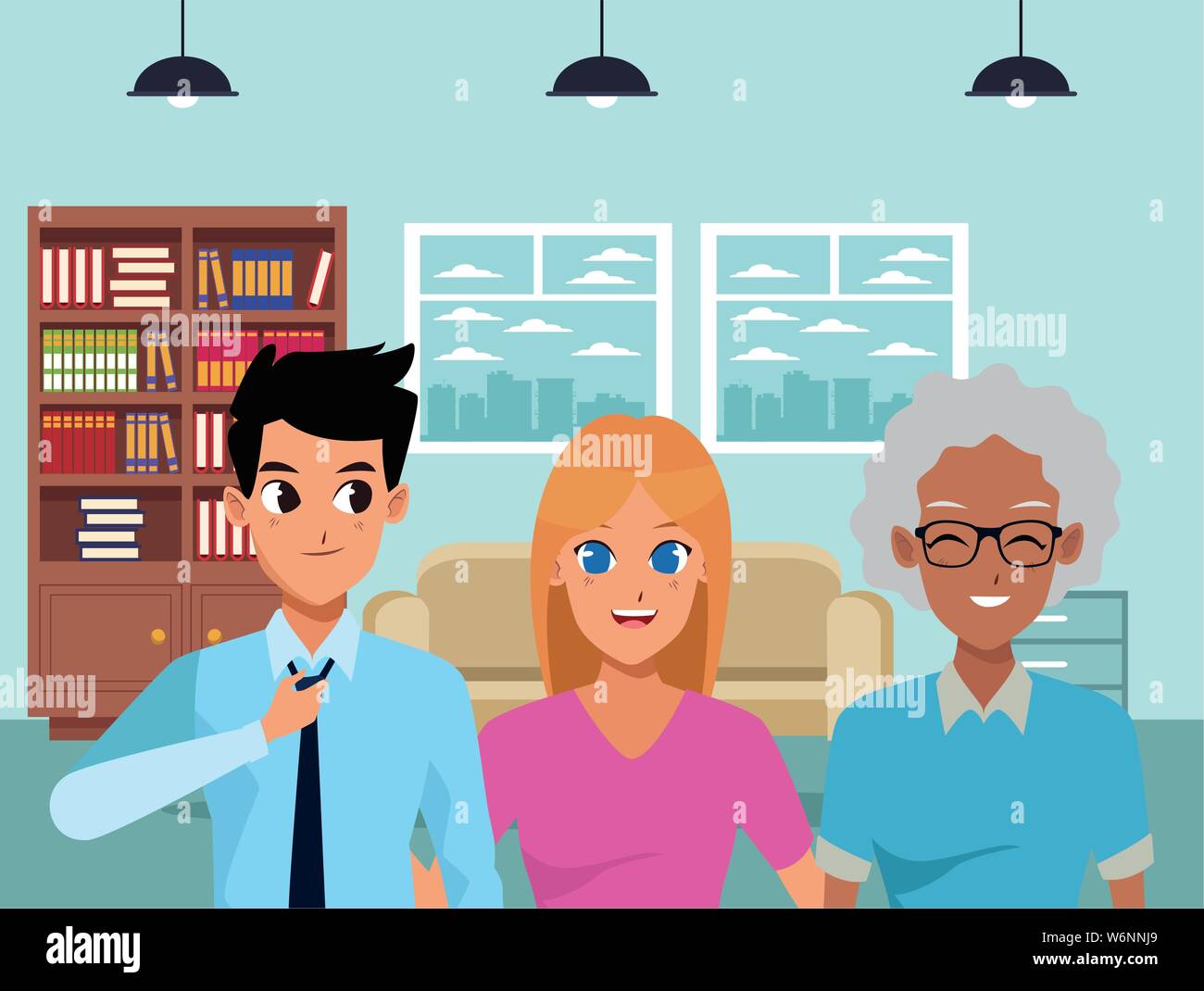 Happy family smiling inside home cartoons Stock Vector Image & Art - Alamy