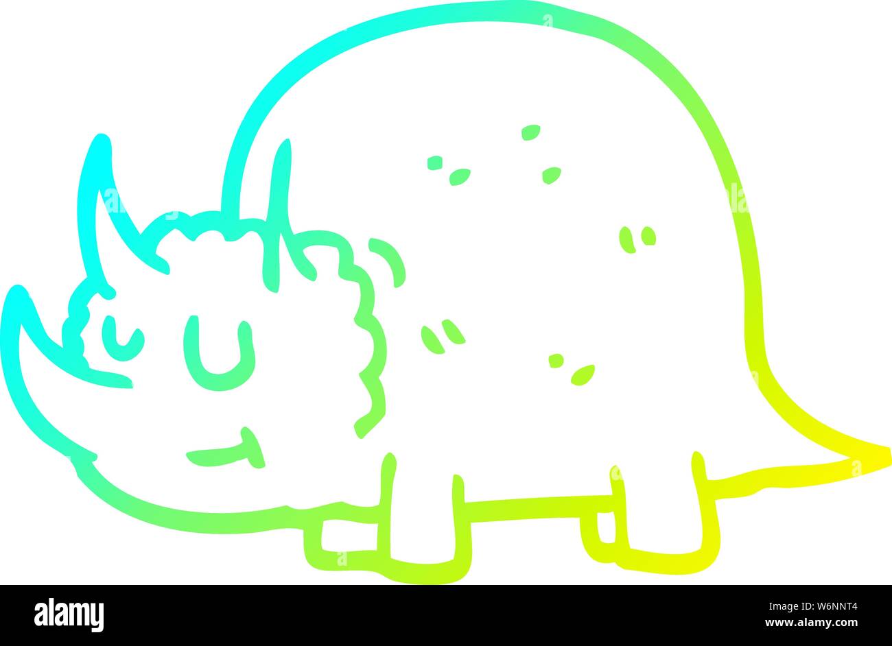 cold gradient line drawing of a cartoon prehistoric dinosaur Stock ...